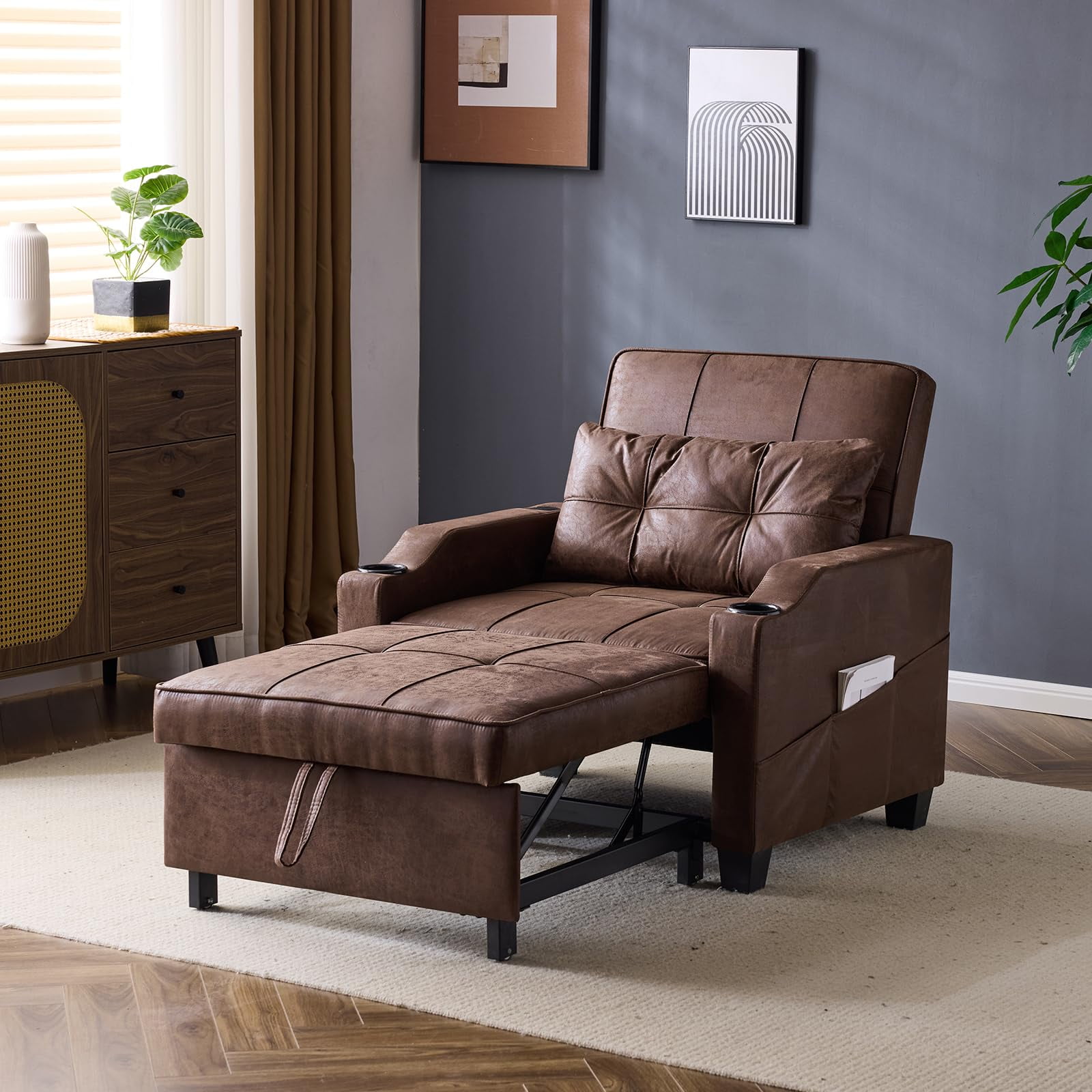 Sofa Bed Chair Recliner, 3-in-1 Convertible Sleeper Sofa Chair Bed ...