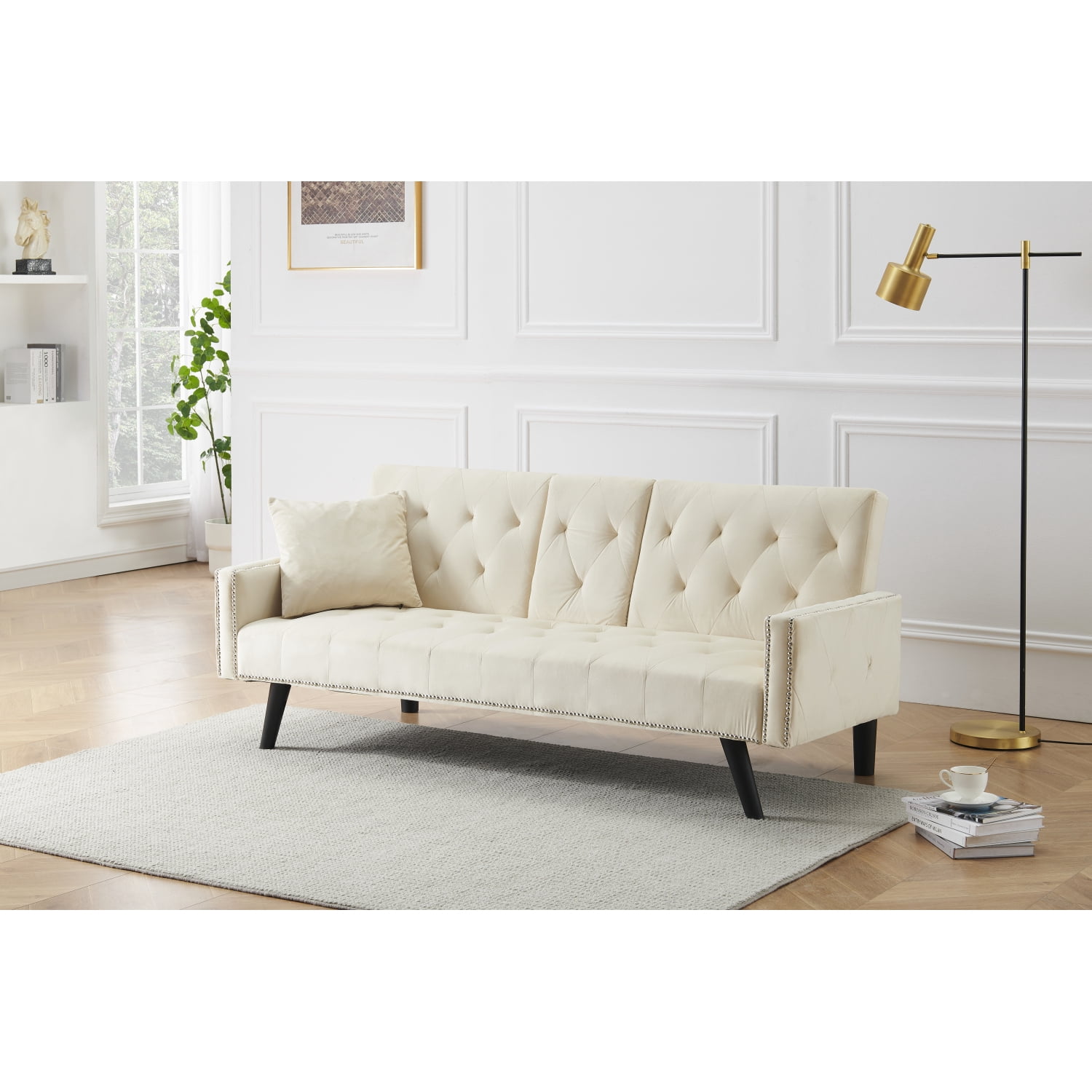 Sofa Bed,Convertible Couch Sleeper Home Recliner with Nail Head Trim ...