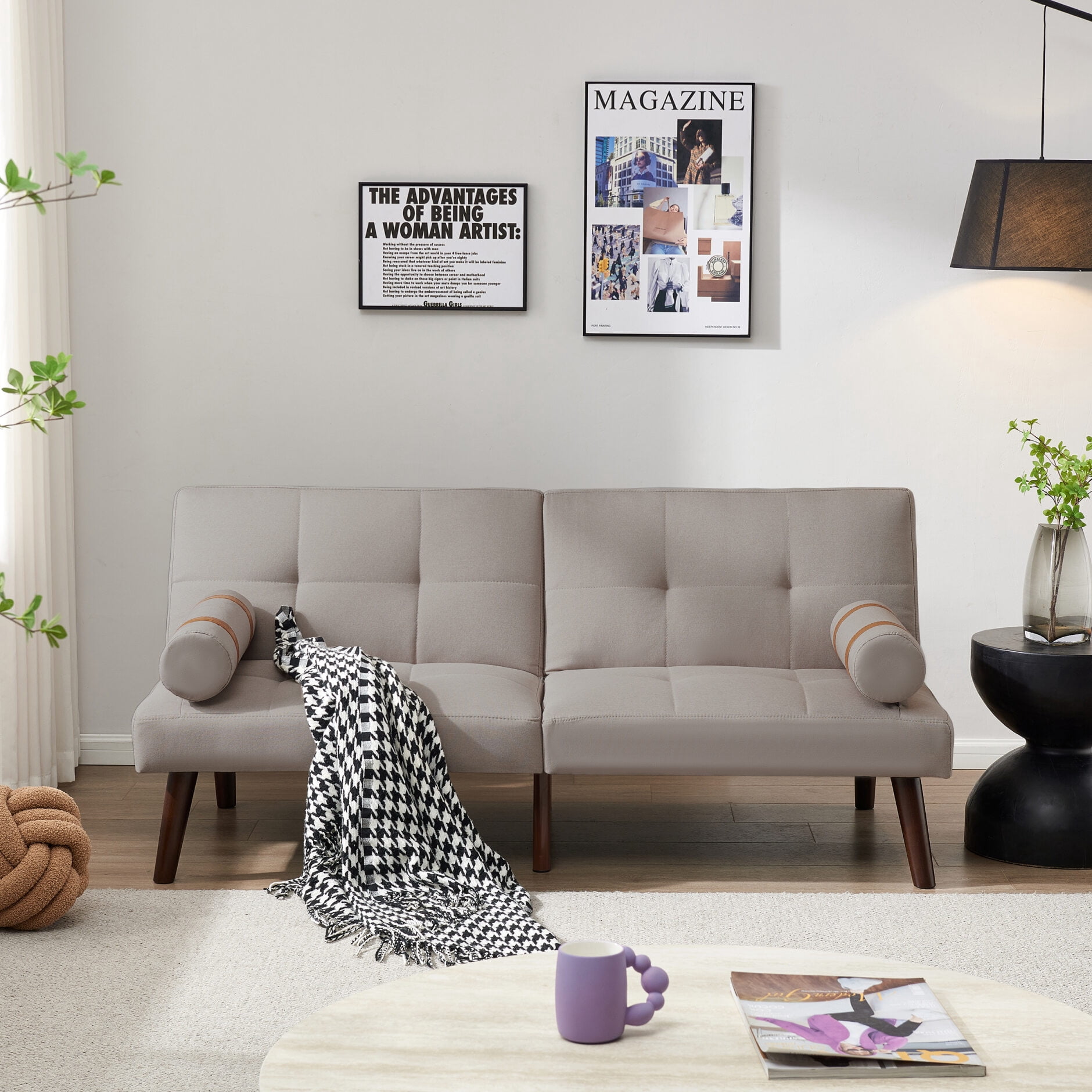 Sofa Bed, Linen Fabric Convertible Sofa Bed Couch with Removable ...