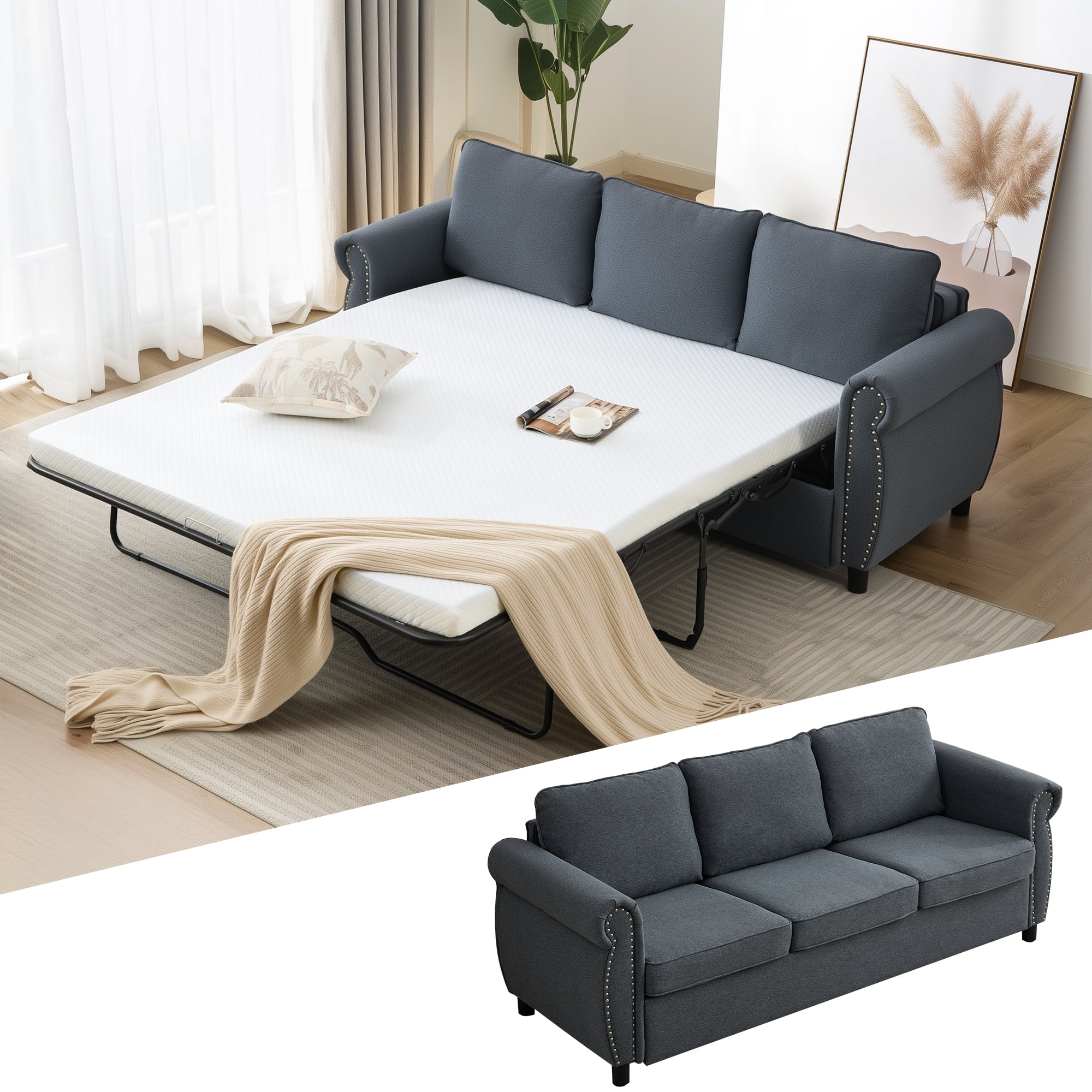 Sofa Bed Queen Sleeper Sofa Couch with Pullout Bed 3 Seater Couch ...