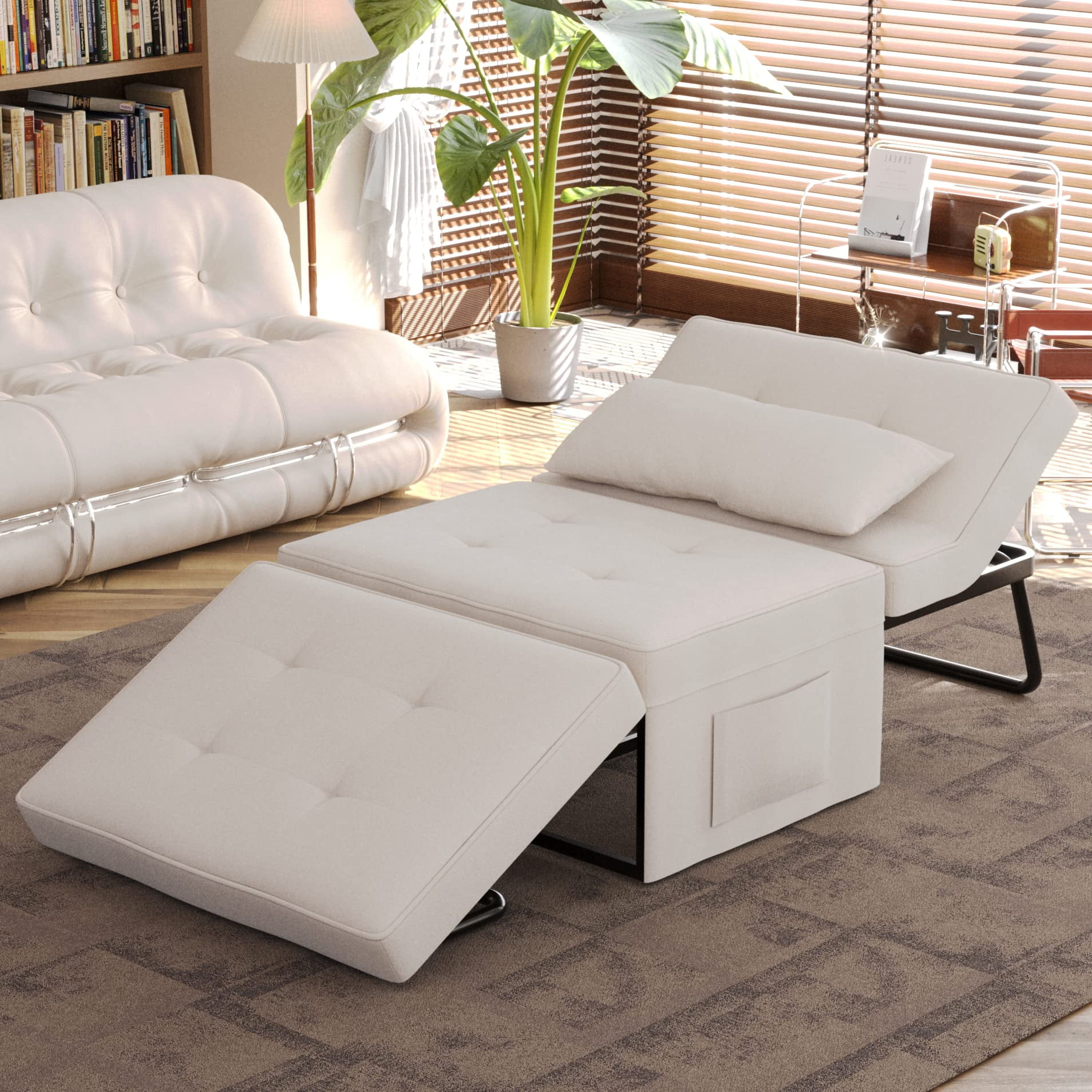 Sofa Bed Sleeper Chair with Pillow,4 in 1 Multi-Function Ottoman Bed ...