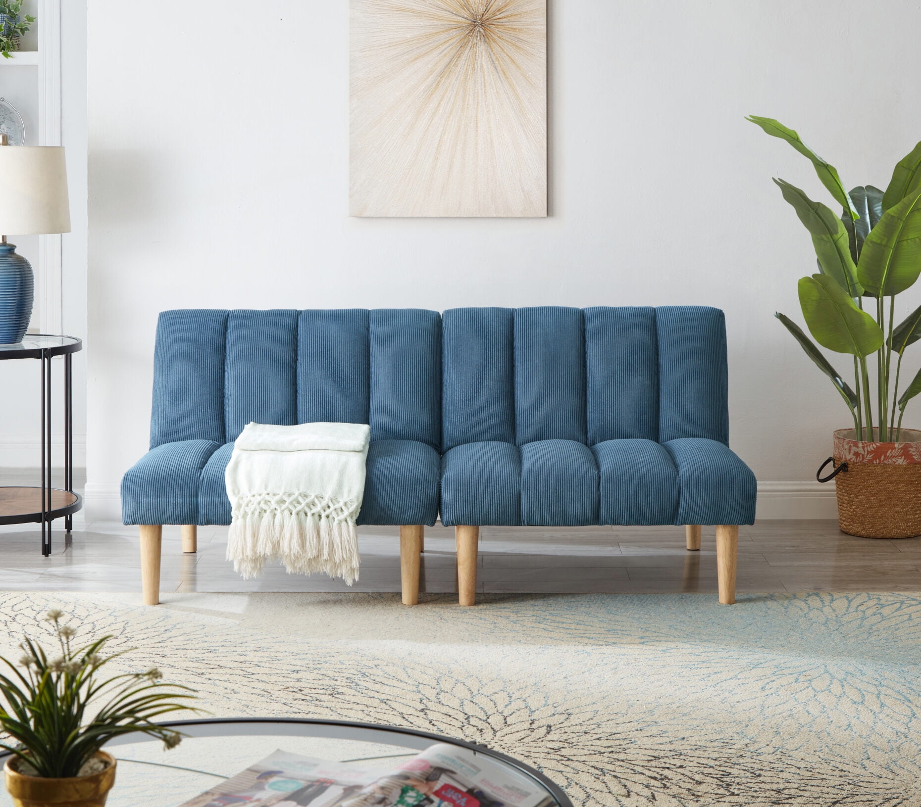 Sofa Bed, Sofa With High-Density Spring Pads And Solid Wood Legs,Wooden ...