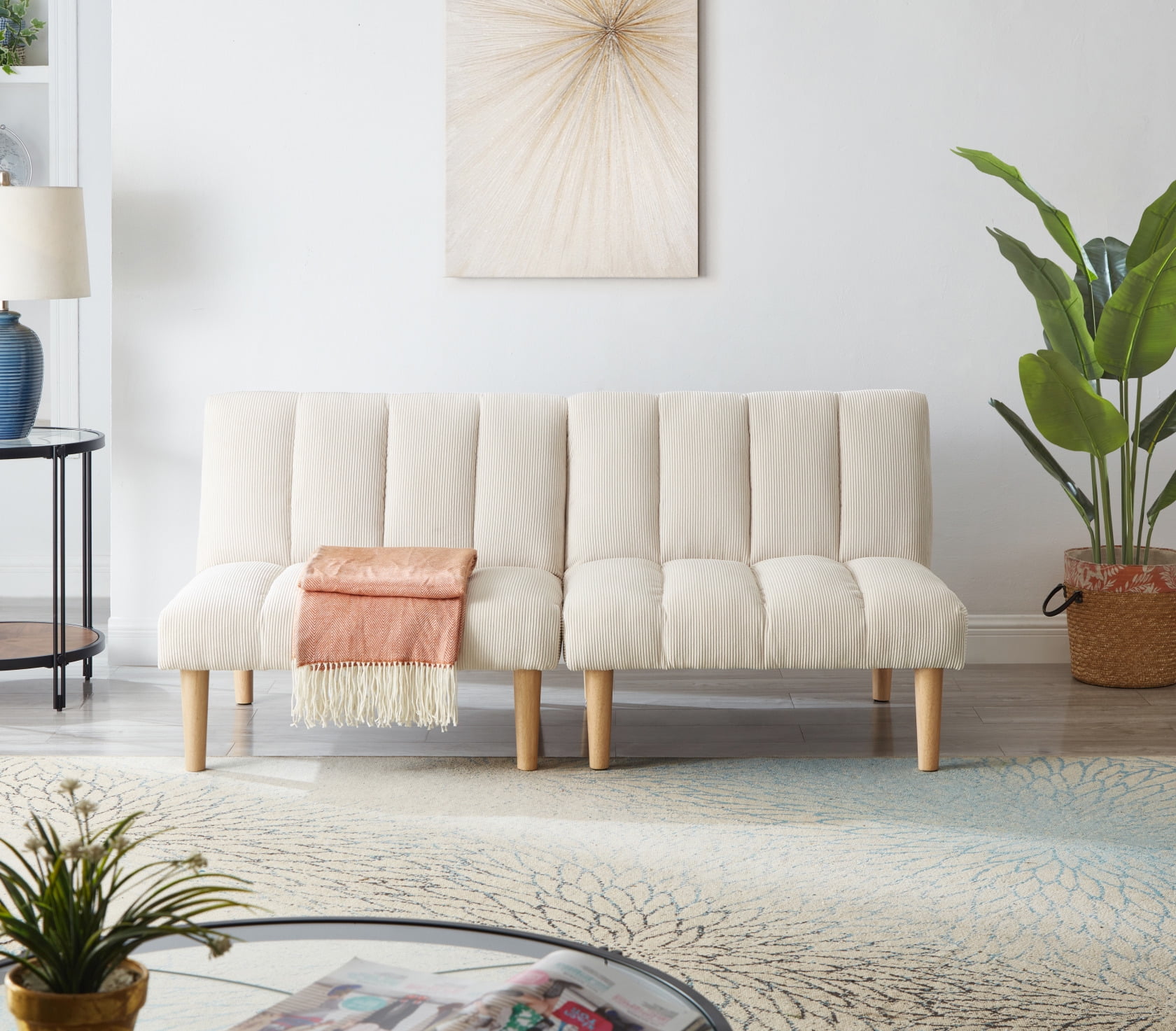 Sofa Bed, Sofa With High-Density Spring Pads And Solid Wood Legs,Wooden ...