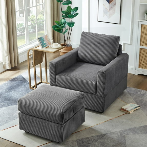 Sofa Chaise with Ottoman / Soft Corduroy, Removable Parts, Additional ...