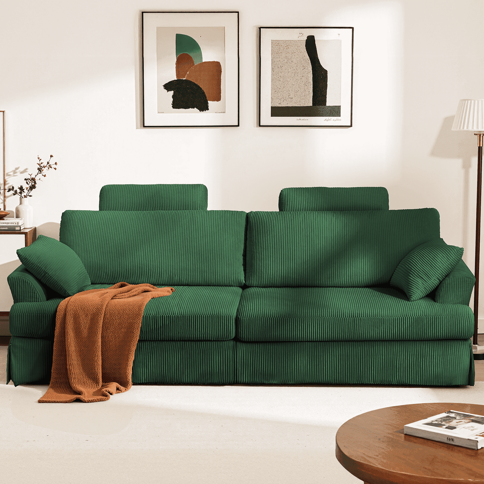 87" Cloud Comfy Sofa Couch with Deep Seat and Thick Cushion, Corduroy ...
