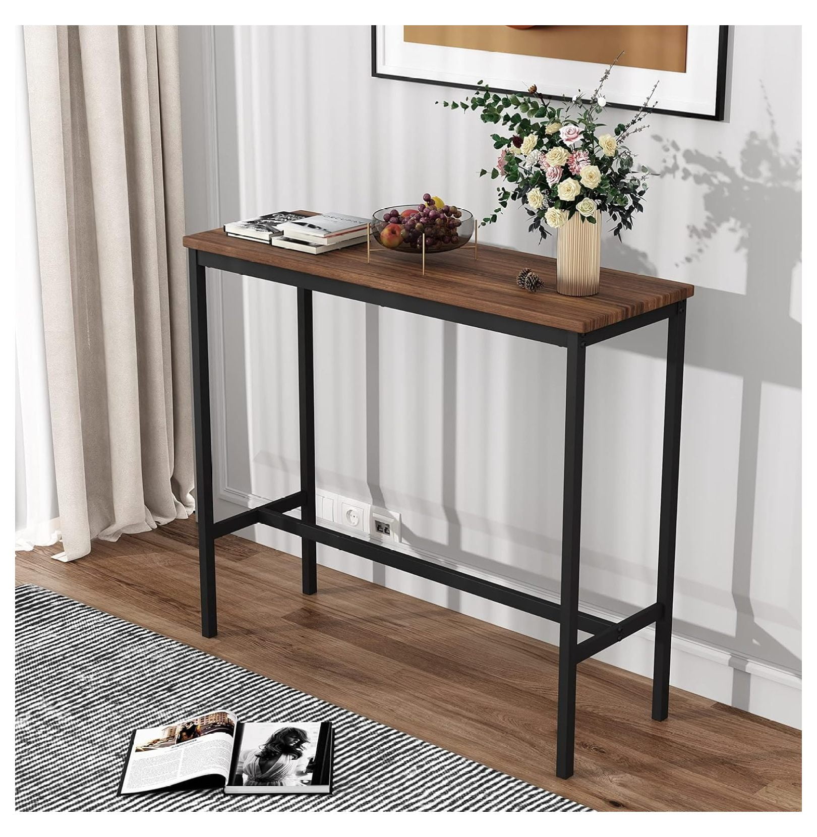 Sofa Console Table 44.5", Industrial entryway table with Metal Frame ...