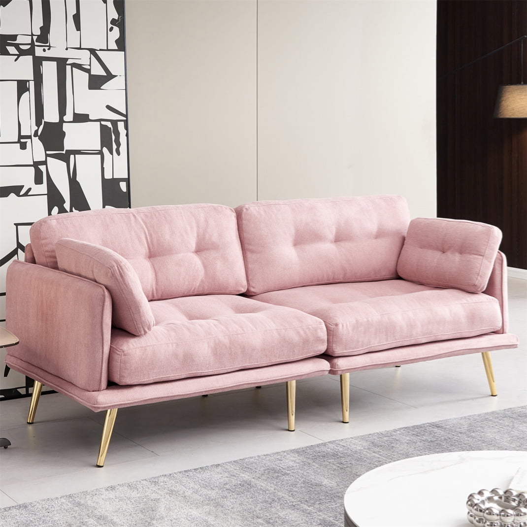 Sofa, Couch, 3 Seat Sofa with Gold Metal Legs, Mid Century Modern ...