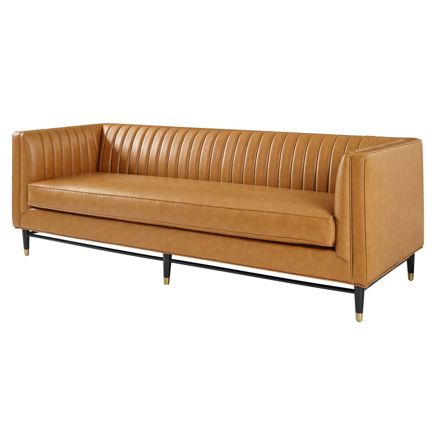 Sofa Couch, Tan, Vegan Leather, Living Kitchen Cafe Bistro Hospitality ...