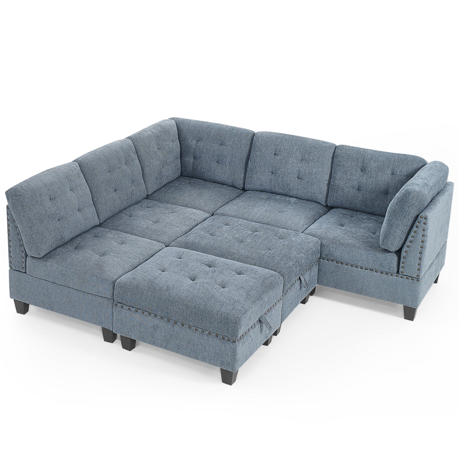 Sofa, Couches with 3 Single Chair 2 Corner and 2 Ottoman, L Shape ...