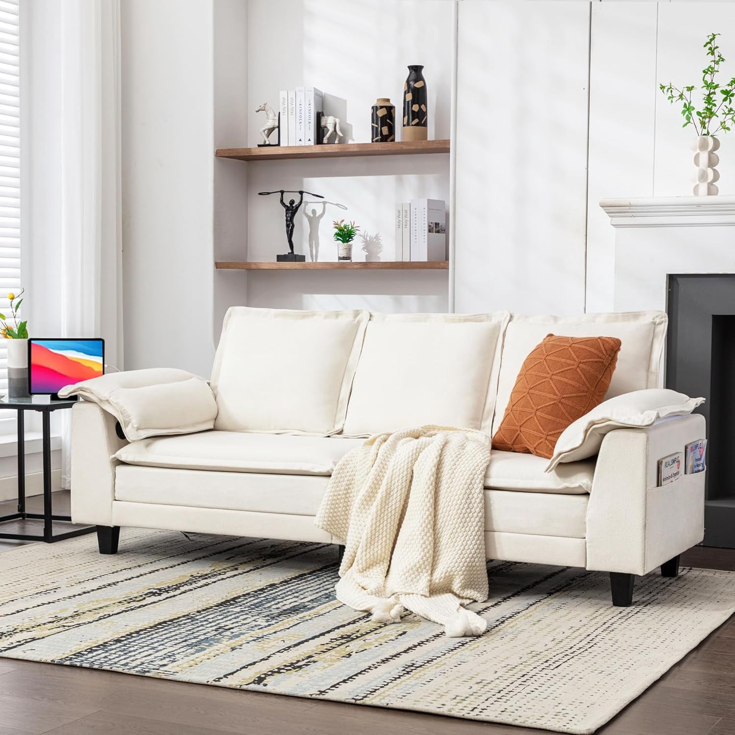 Sofa Couches for Living Room Mid-Century Modern Comfy 85" W Loveseat w ...