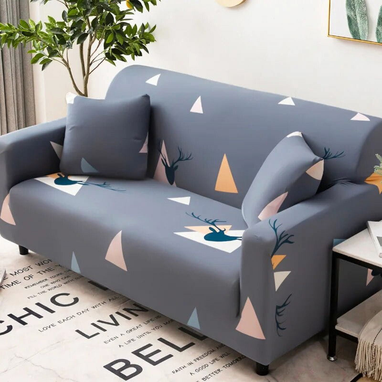 Sofa Cover All-inclusive Flower Geometric Cartoon Cover Fabric Stretch ...