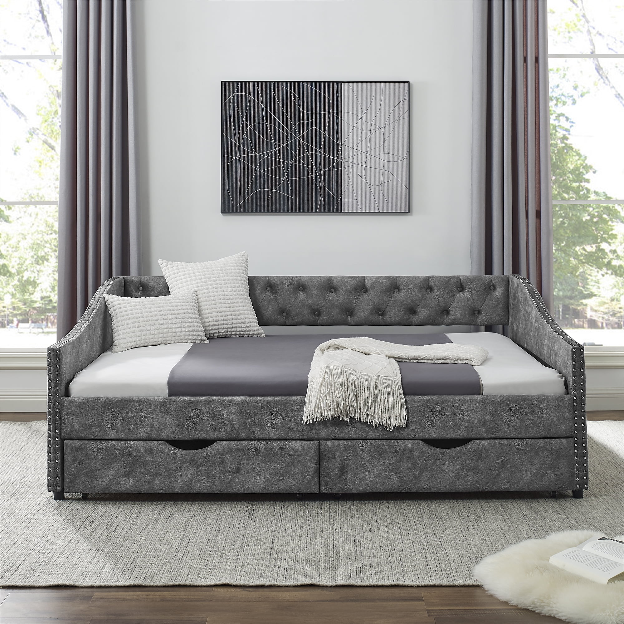 Sofa Daybed, The Arm for Daybed Spare Parts, Grey Modern Daybed,Linen ...