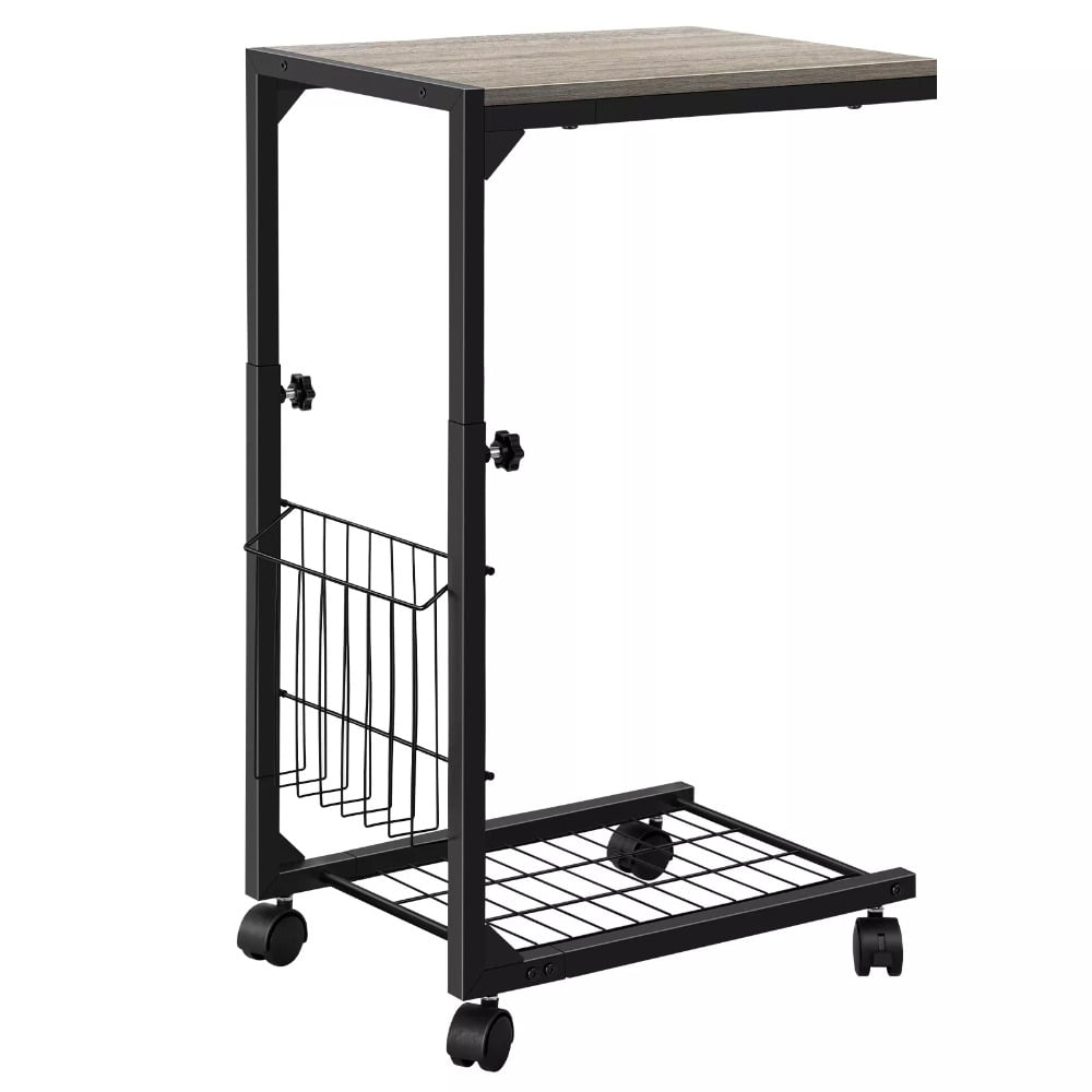 Sofa End Table with Wheels Couch Table Slide C Shape End Table Height Adjustable- - Walmart.com