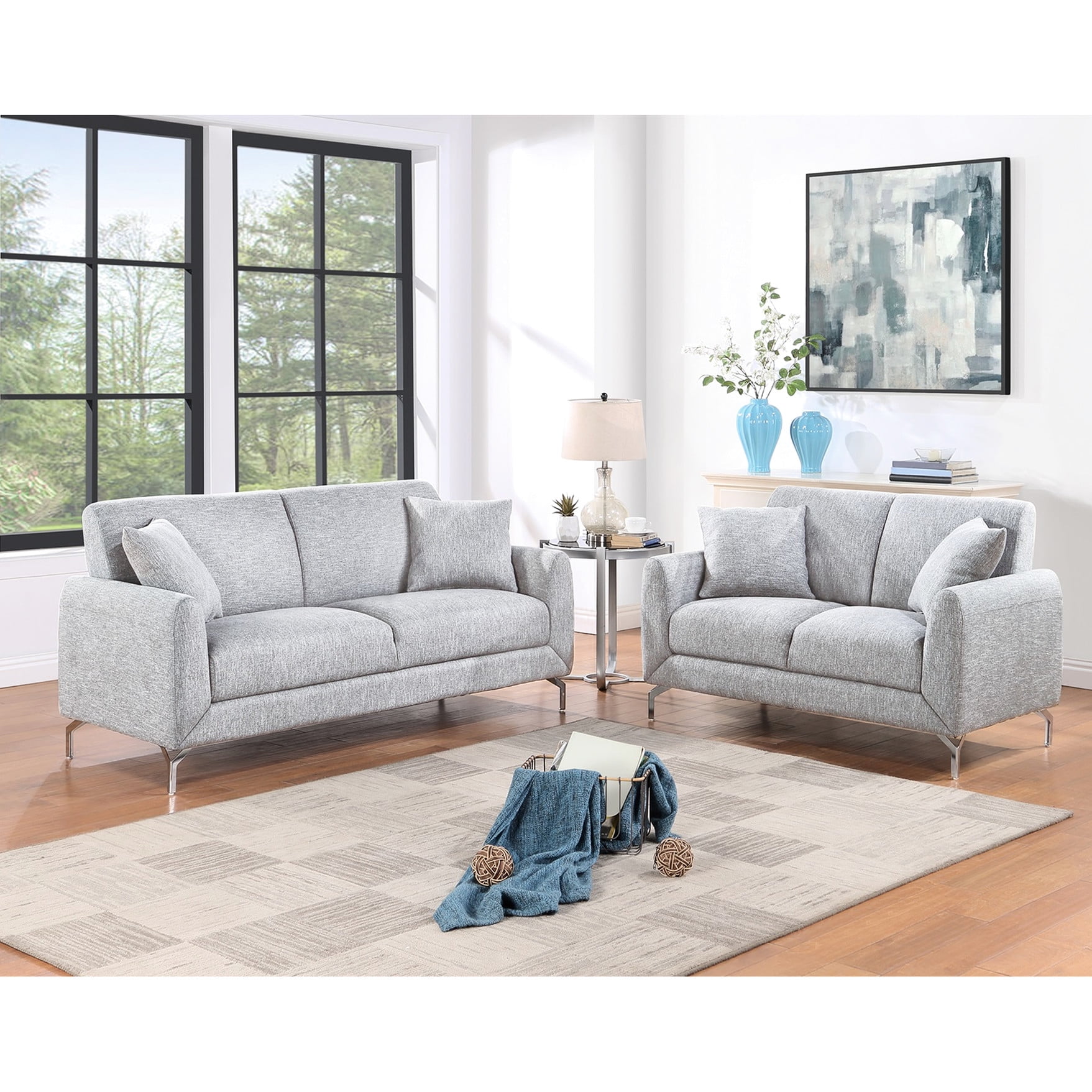 Sofa Loveseat Set with Pillows - Simple Assembly for Easy Setup ...