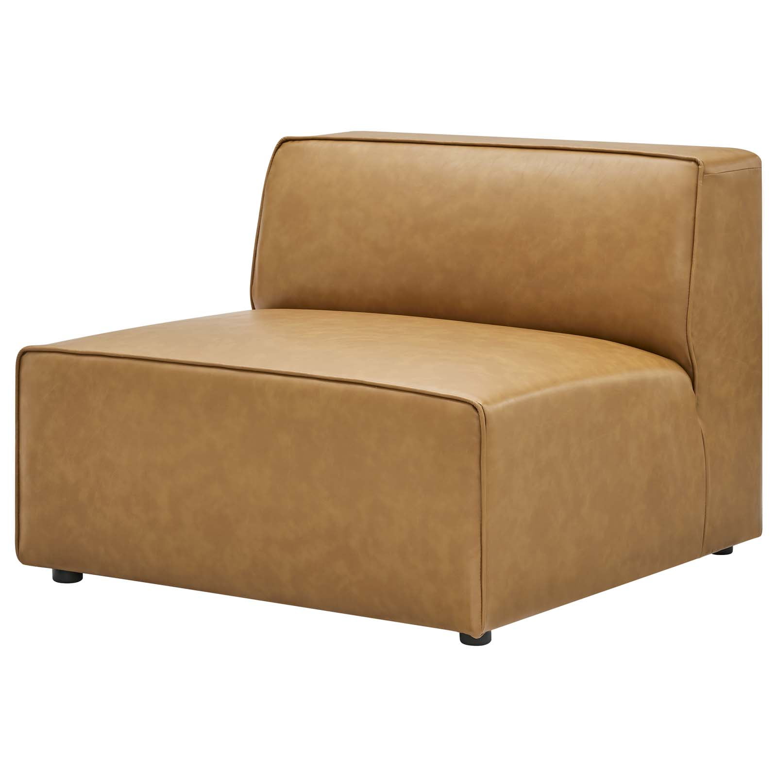 Sofa Middle Chair, Faux Vegan Leather, Tan, Modern Contemporary Urban ...
