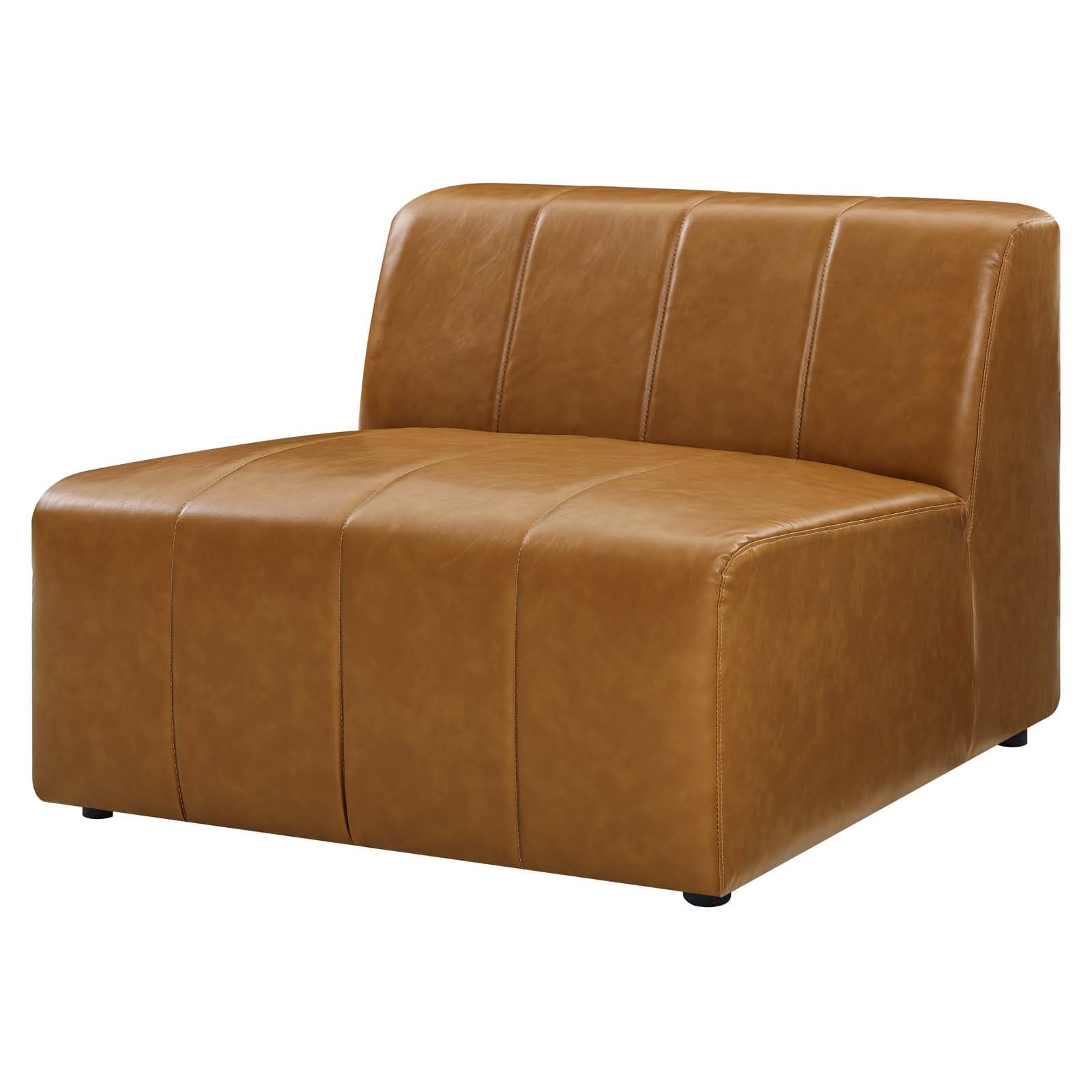 Sofa Middle Chair, Faux Vegan Leather, Tan, Modern Contemporary Urban ...
