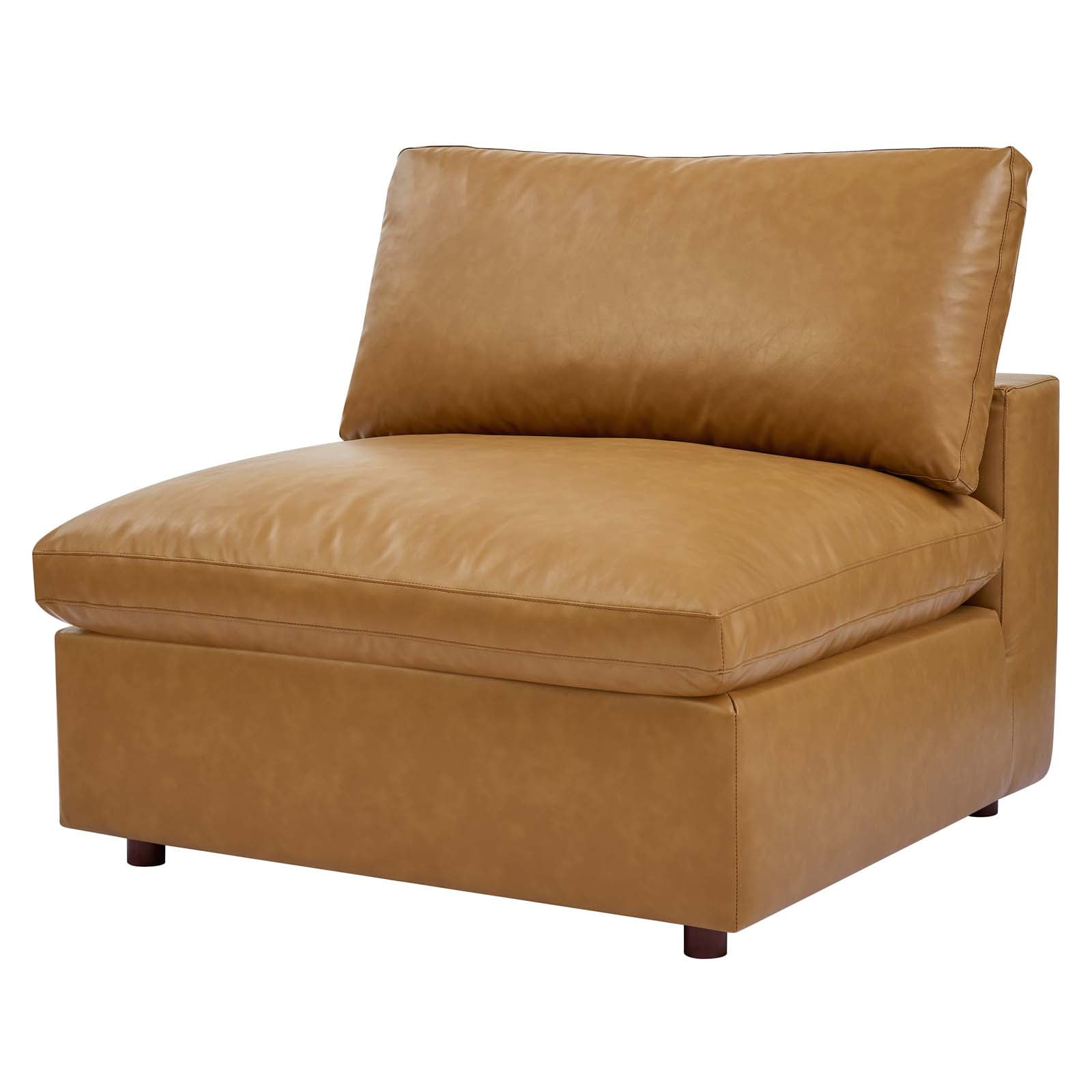 Sofa Middle Chair, Faux Vegan Leather, Tan, Modern Contemporary Urban ...