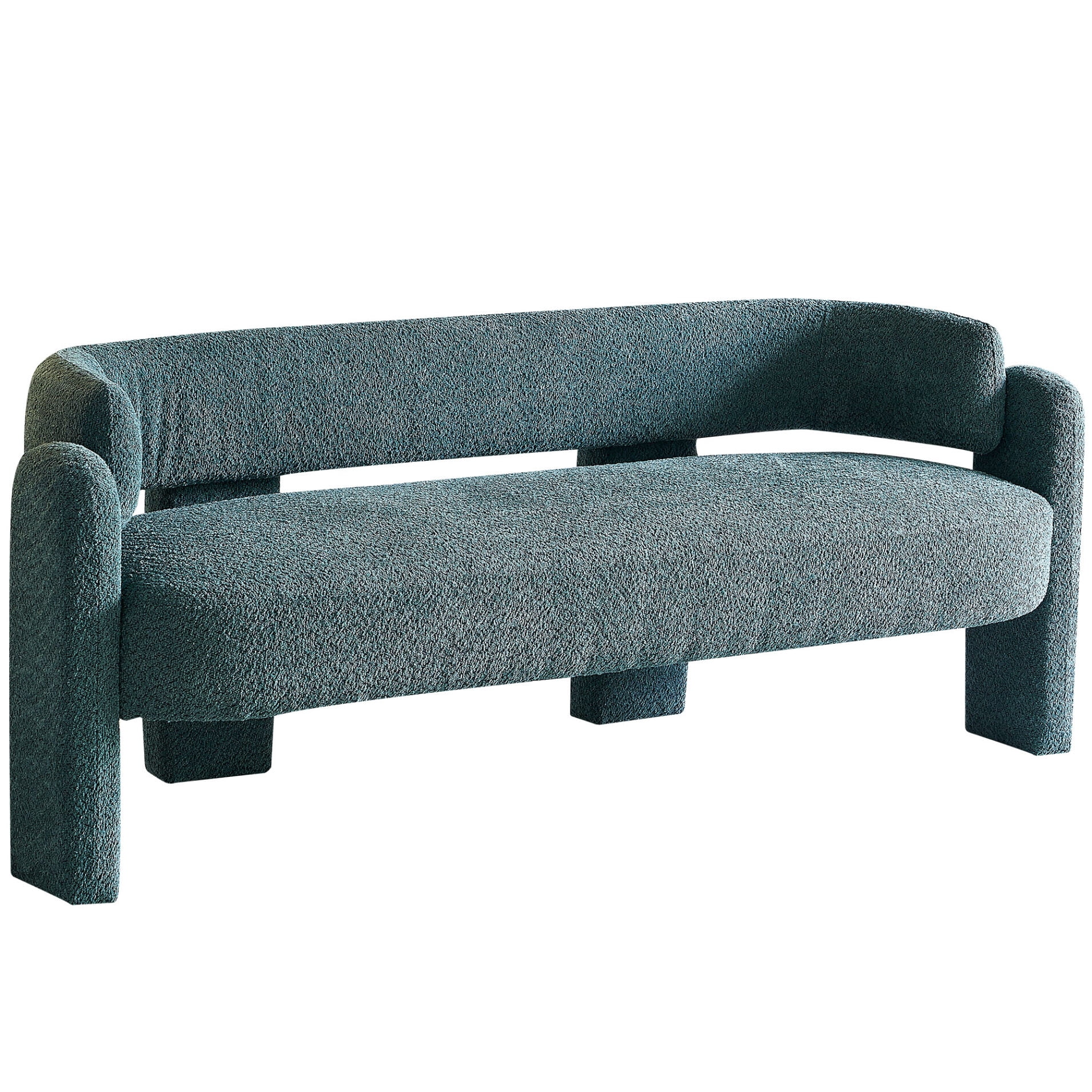 Modern Cloud Sherpa Curved Sofa, 3 Seater Comfy Couch with Soft Boucle ...