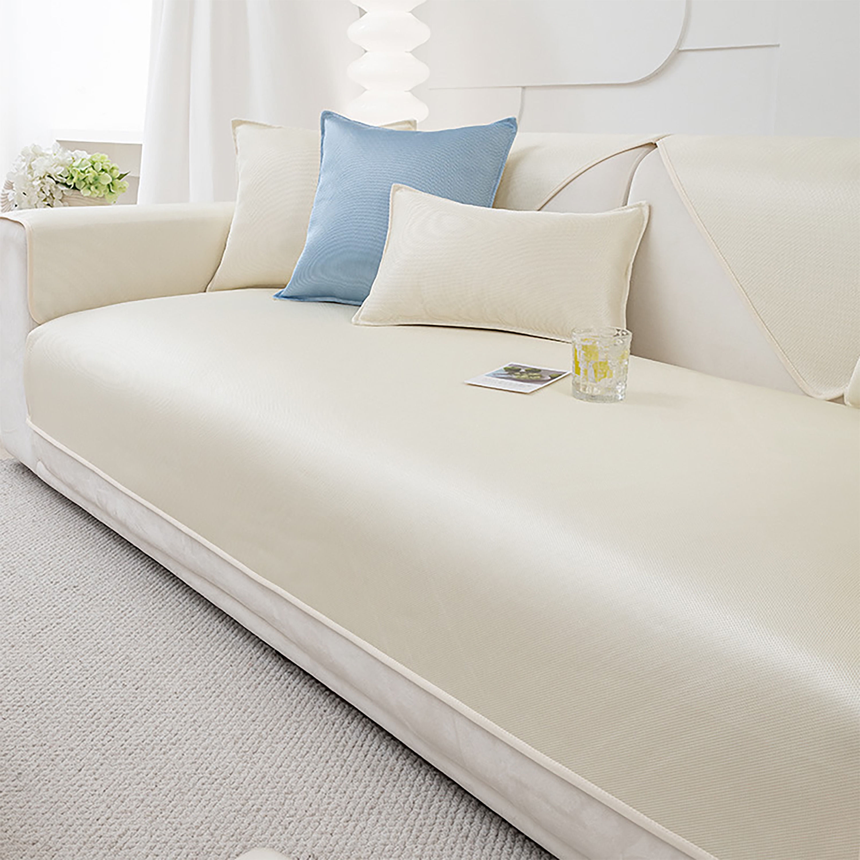 Sofa Pad For Summer,Solid Color Couch Covers Anti-slip,Cooling Sofa ...