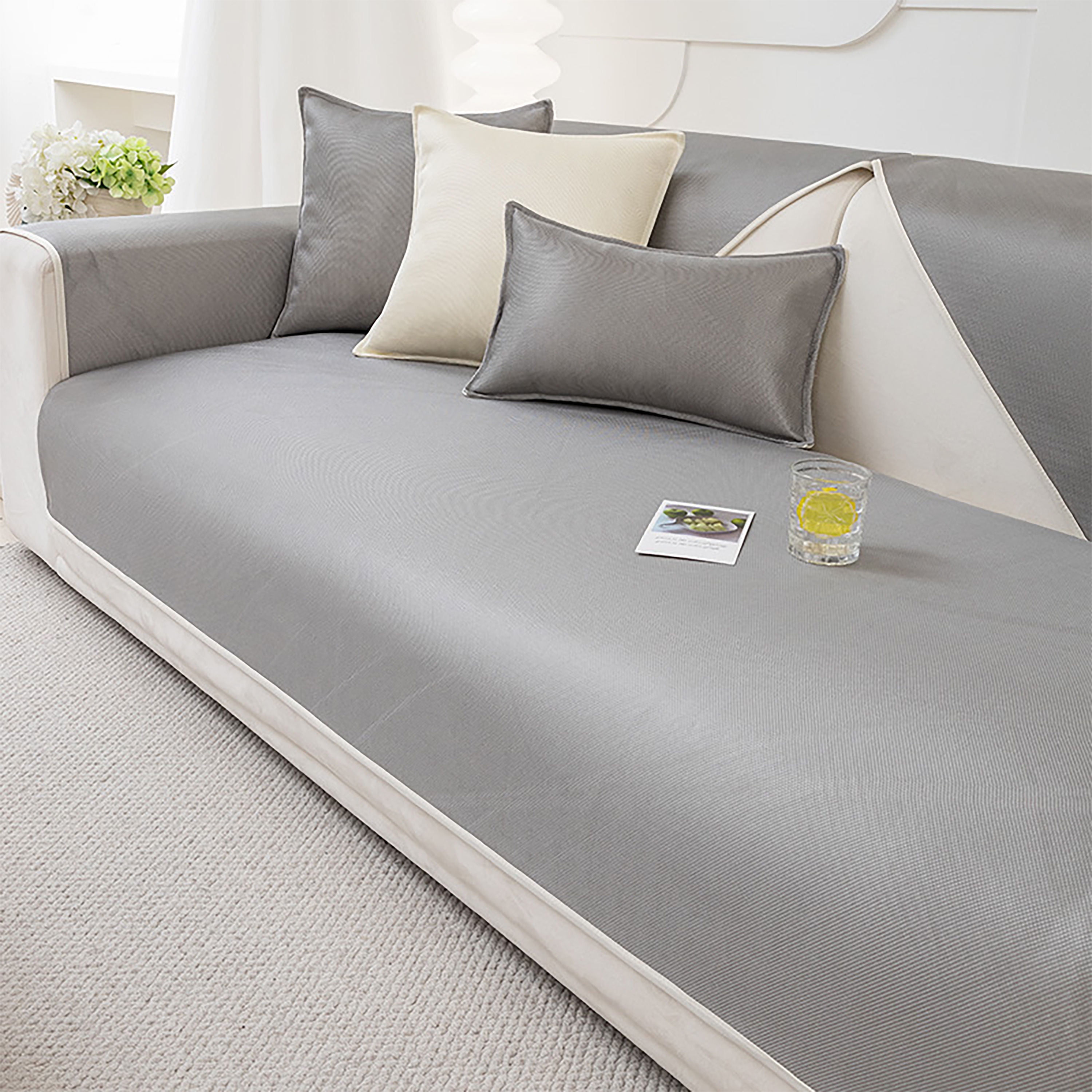 Sofa Pad For Summer,Solid Color Couch Covers Anti-slip,Cooling Sofa ...