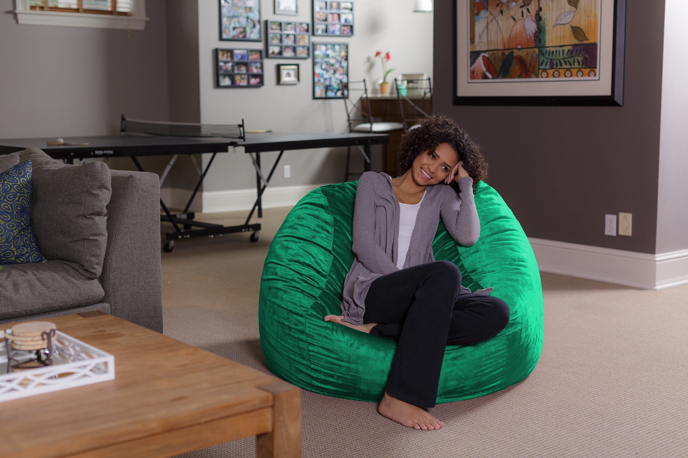 Sofa Sack Bean Bag Chair, Memory Foam Lounger with Microsuede Cover ...