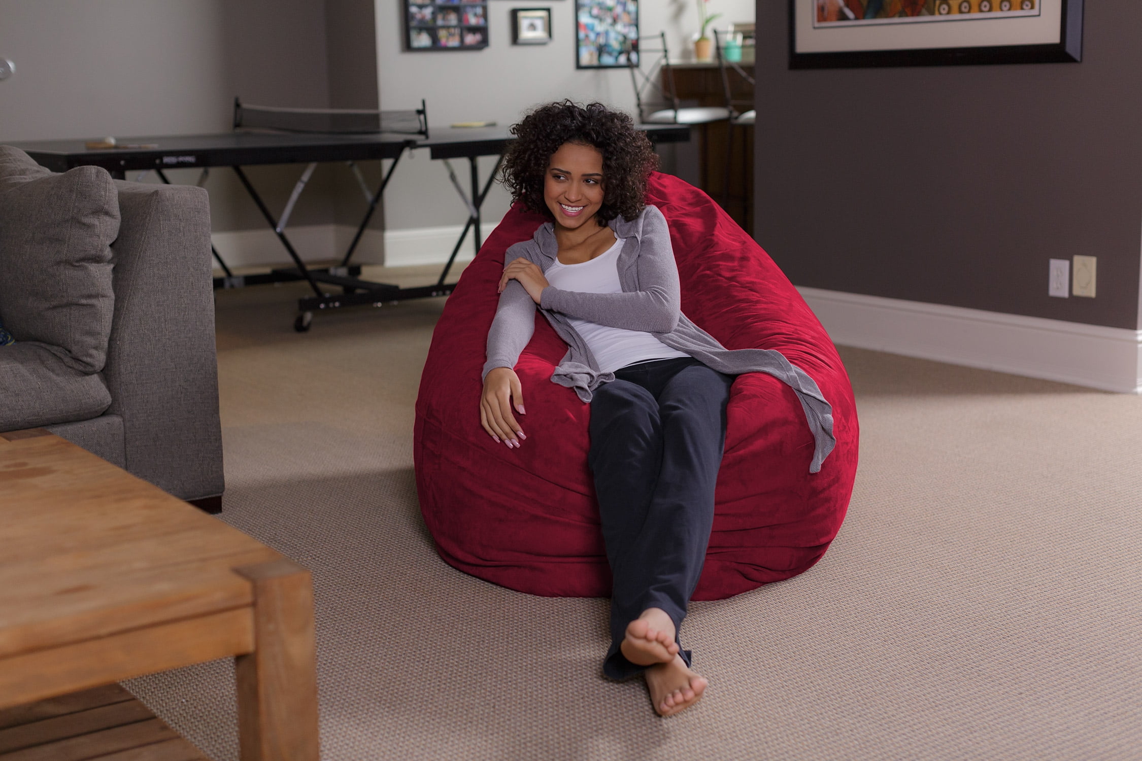 Sofa Sack Memory Foam Lounger - 5.5 ft Cinnabar - Walmart.com