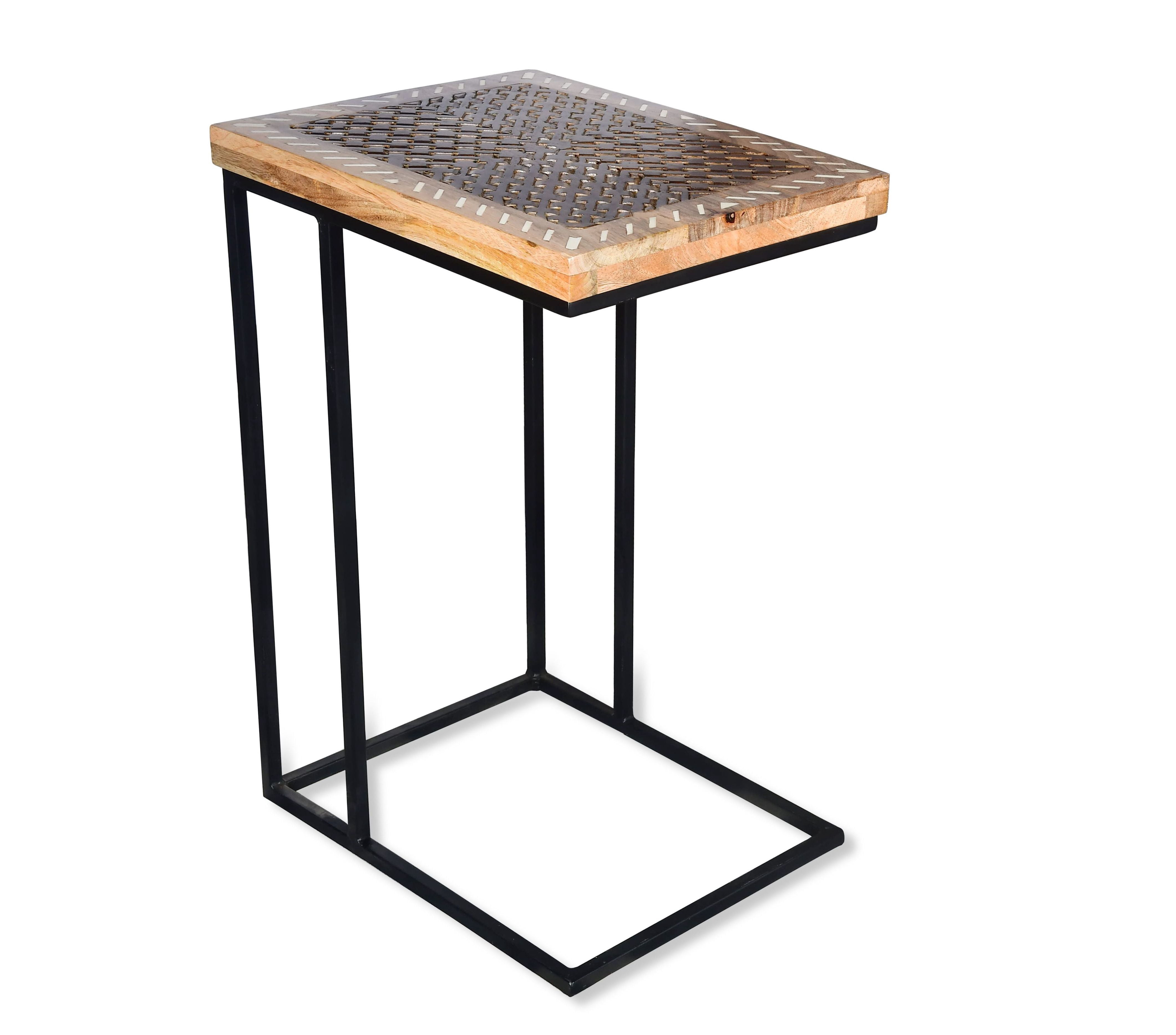 Sofa Server Table - Parris Light Brown - Hand Carved Mango Wood & Bone ...