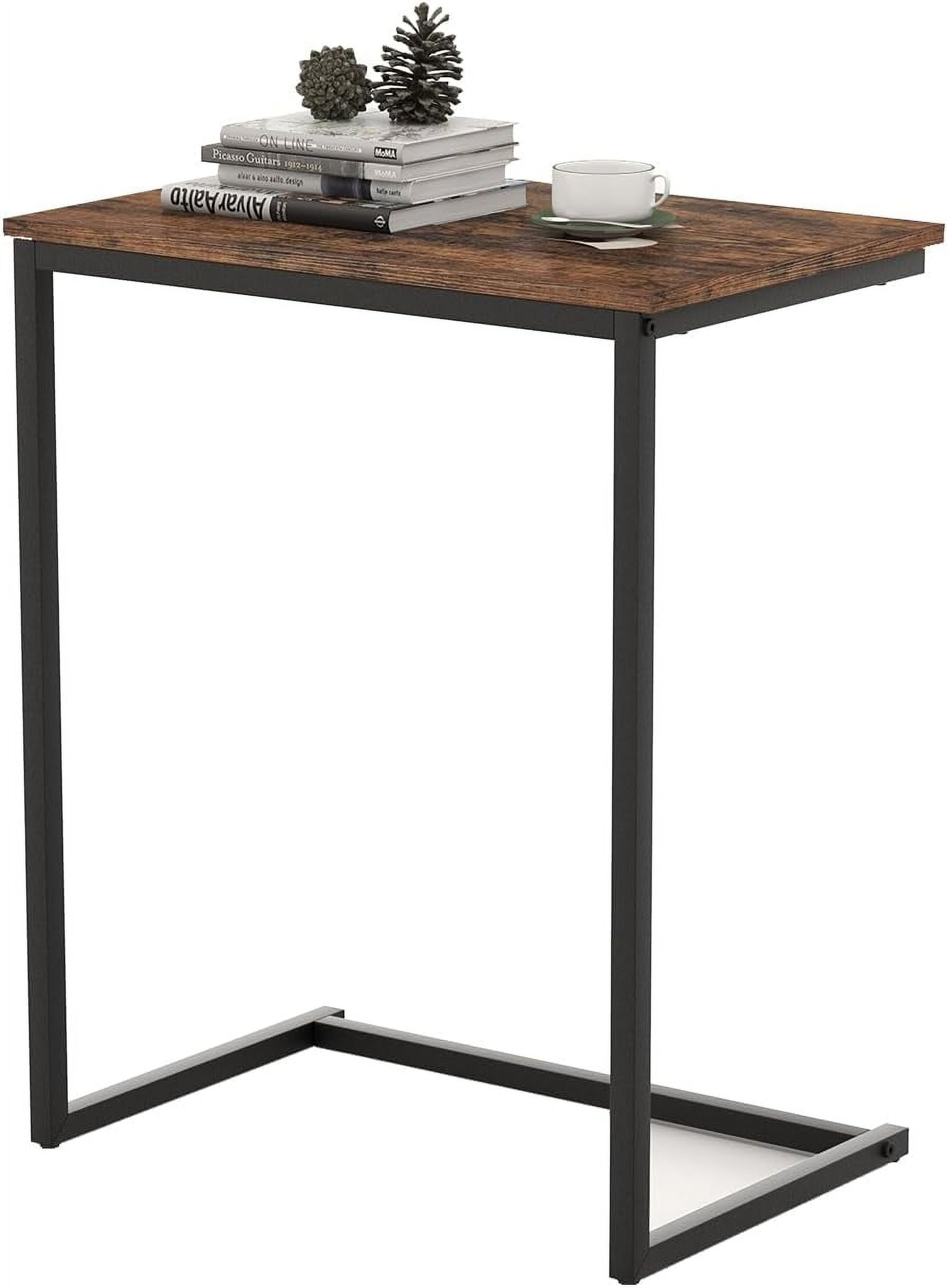 Sofa Side End Table C Shaped Side Table with Wooden Top and Sturdy ...
