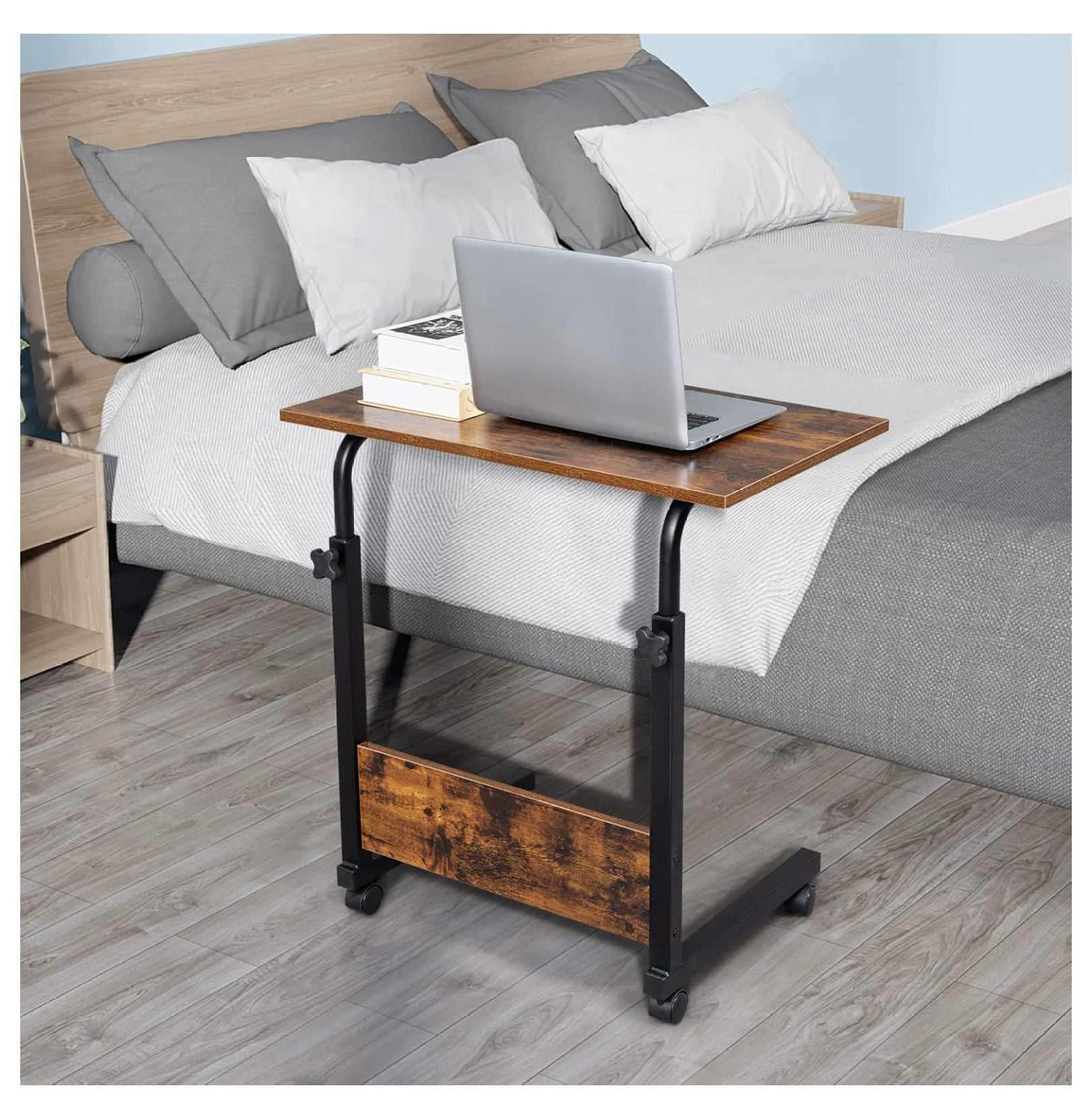 Sofa Side Table Desk with Wheels, Tray Table Portable Side Table for ...