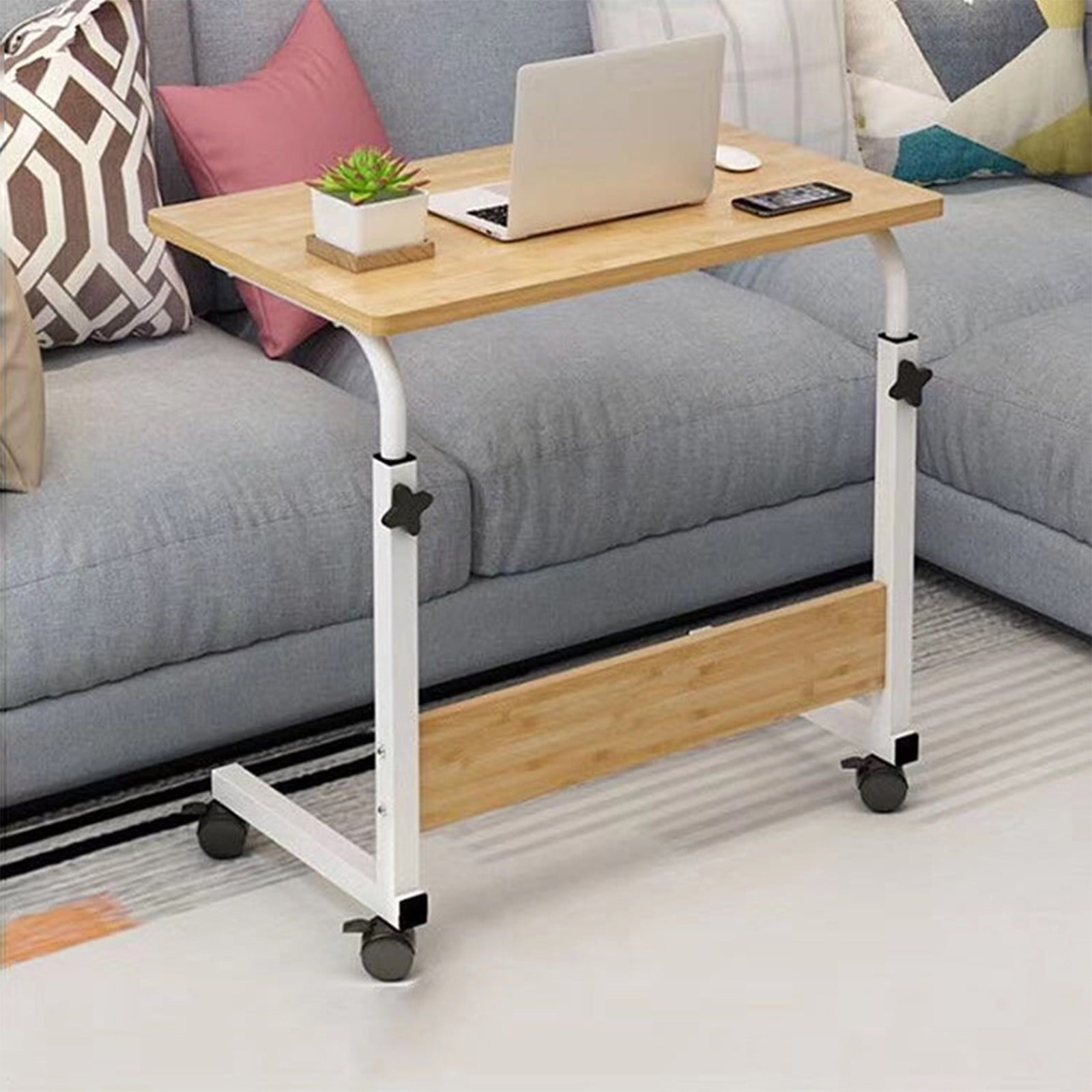 Sofa Side Table Desk with Wheels, Tray Table Portable Side Table for ...
