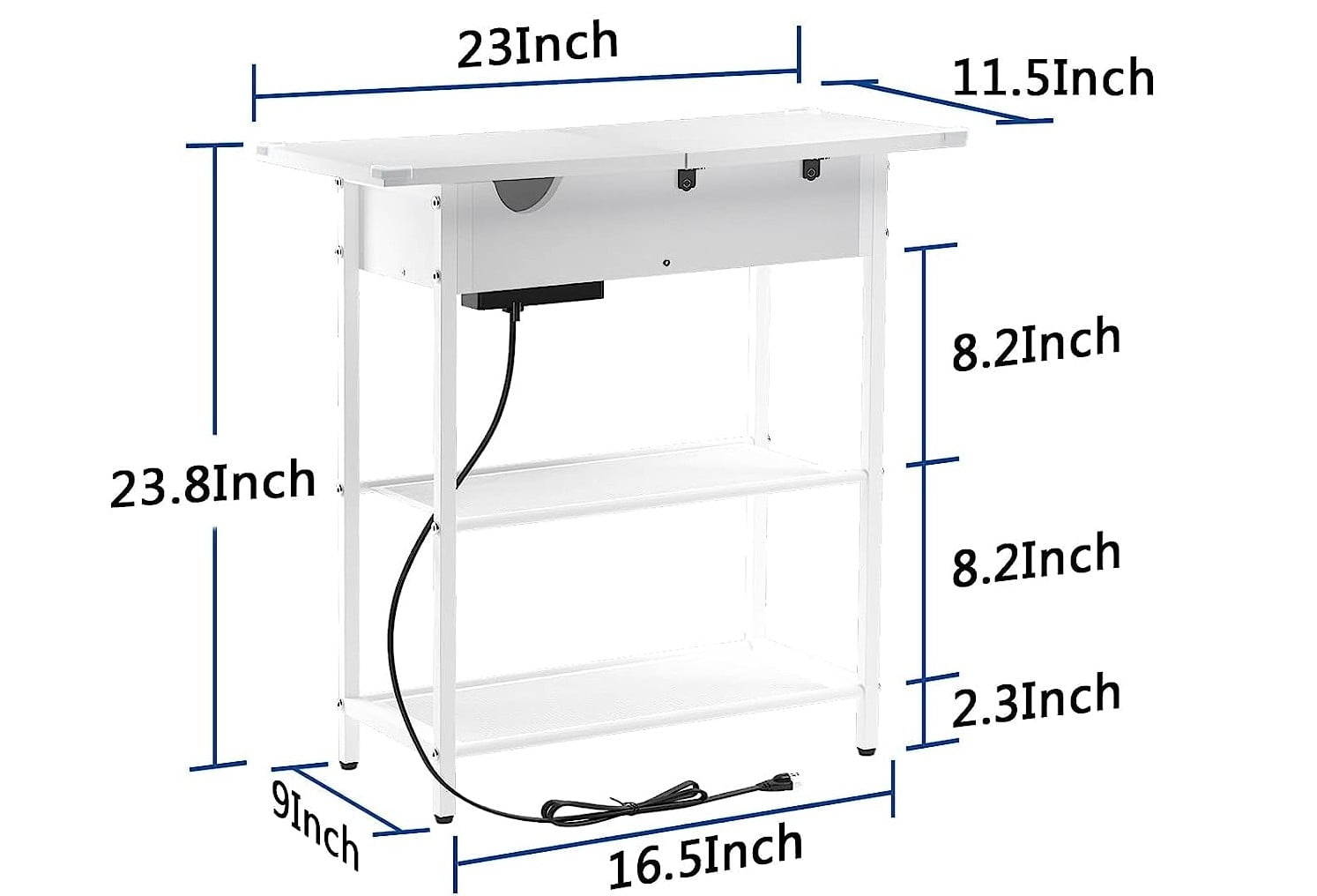 Sofa Side Table with USB Ports and Outlets, Narrow End Table with ...