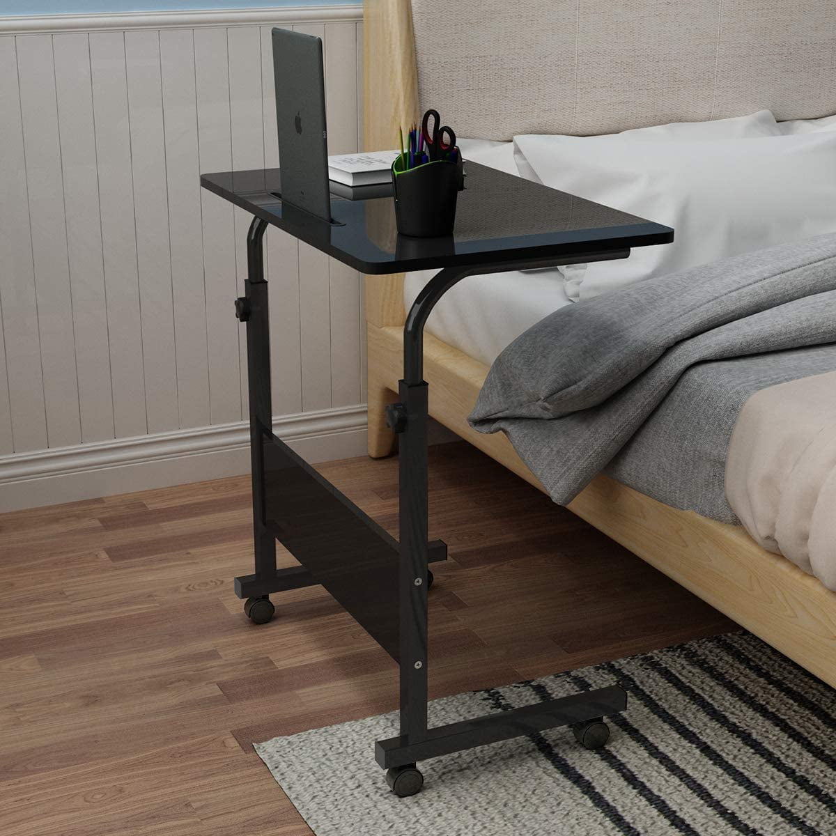 Sofa Side Table with Wheels,Rolling Sofa Side Snack Table Portable ...