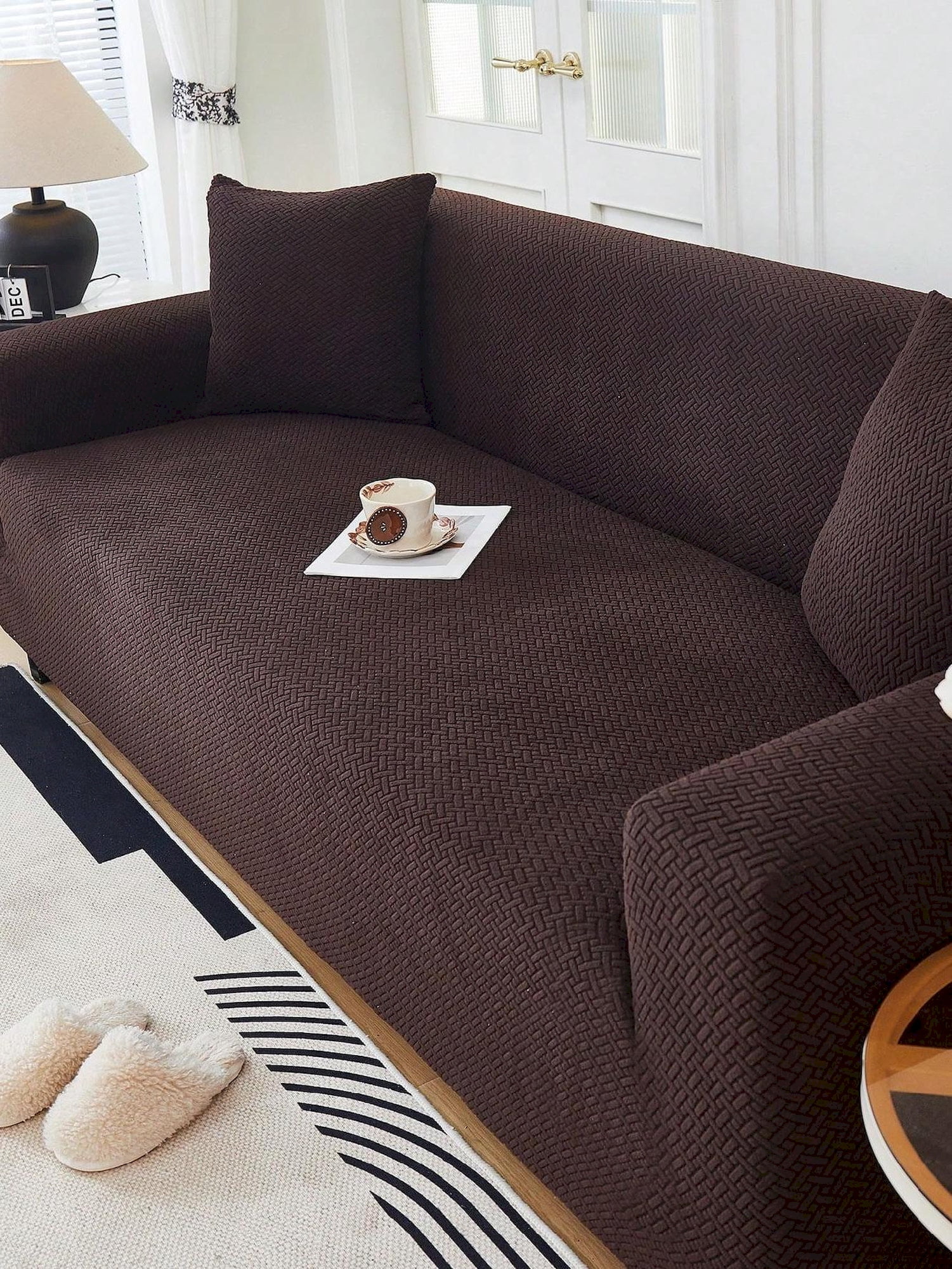 Sofa Slipcovers Plain Coffee Brown Full-package Sofa Cover Couch & Sofa Decor - Walmart.com