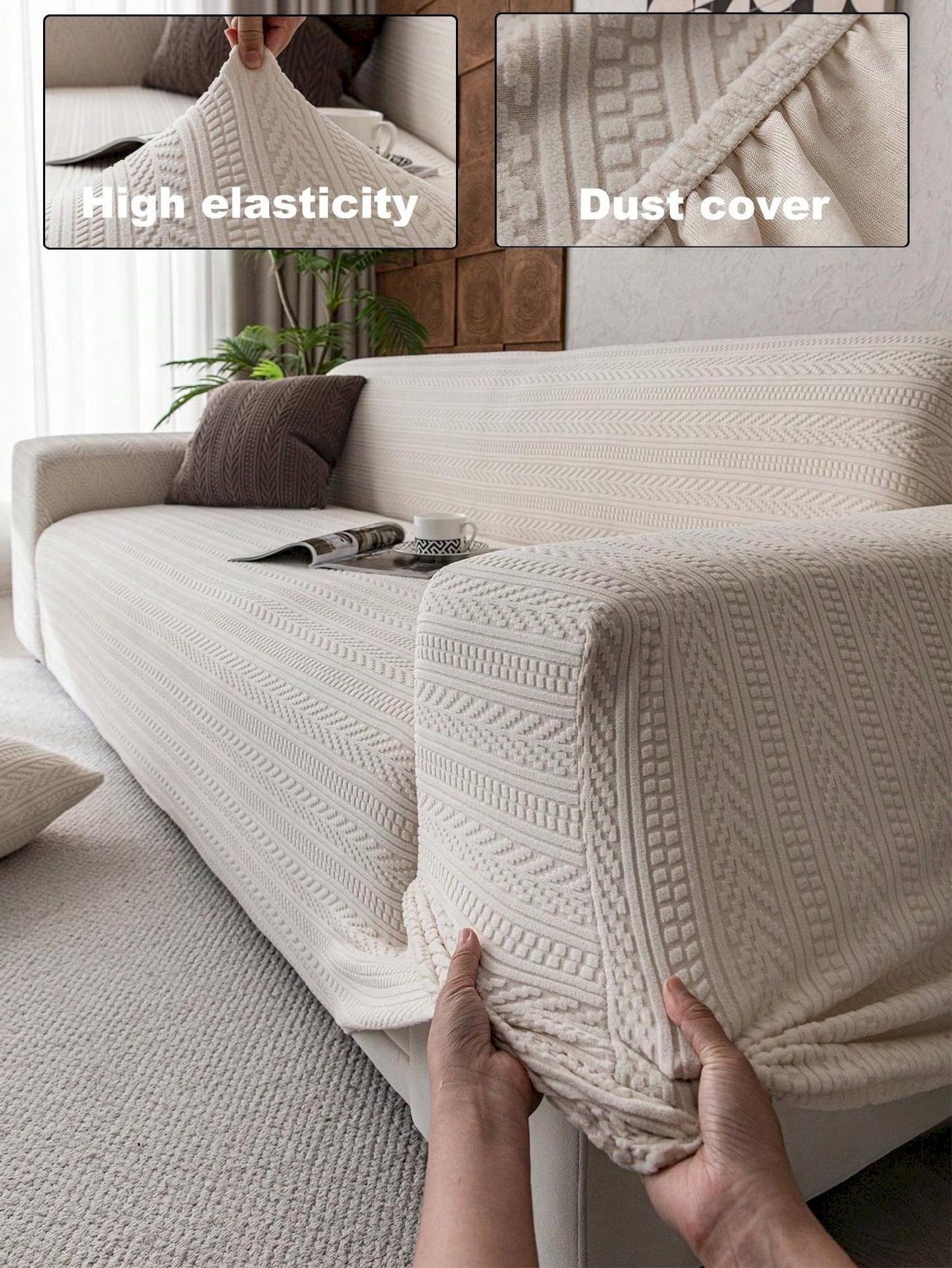 Sofa Slipcovers Solid Beige Full-package Sofa Cover Couch & Sofa Decor - Walmart.com