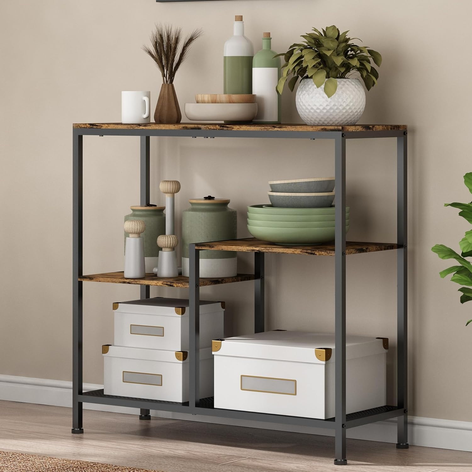 Sofa Table, 3 Tier Console Table for Entryway, Narrow Entry Table ...