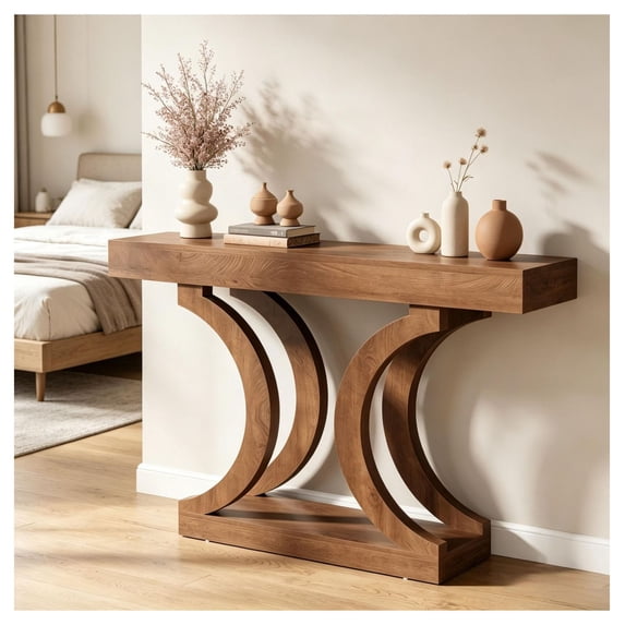 Sofa Table 43.3 Inch, Console Table Behind Couch, Modern Curved Leg ...