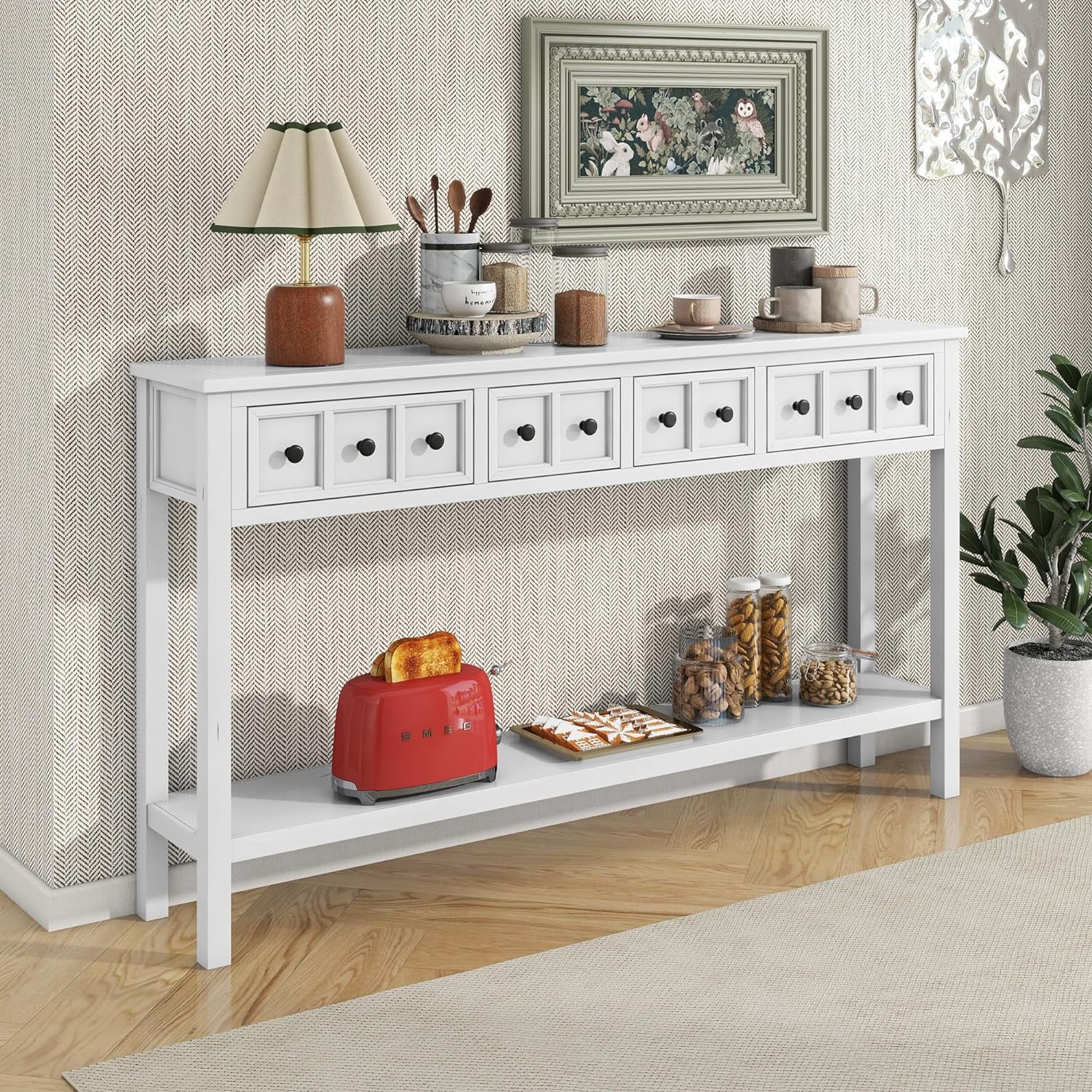 Sofa Table 60 inch Sofa Table Long Console Table with Drawers and Shelf ...