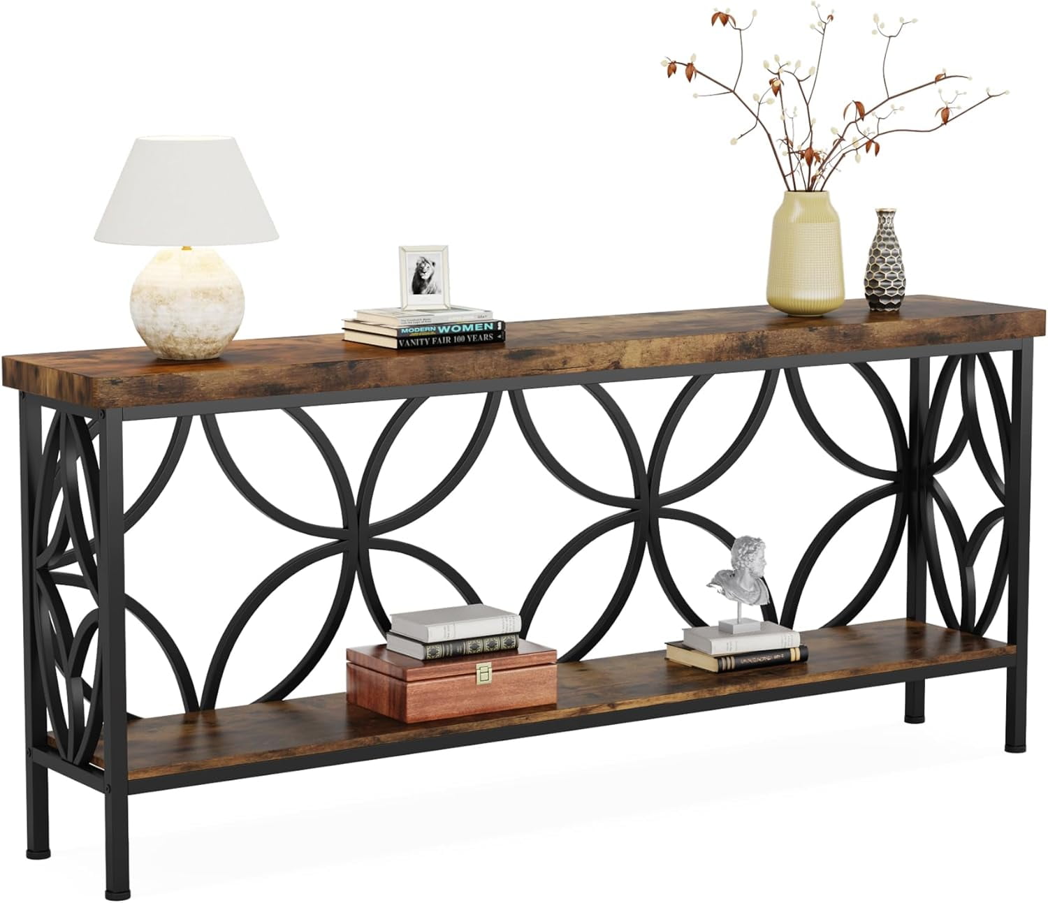 Sofa Table, 70.9 Inch Industrial Behind Couch Table with Storage ...