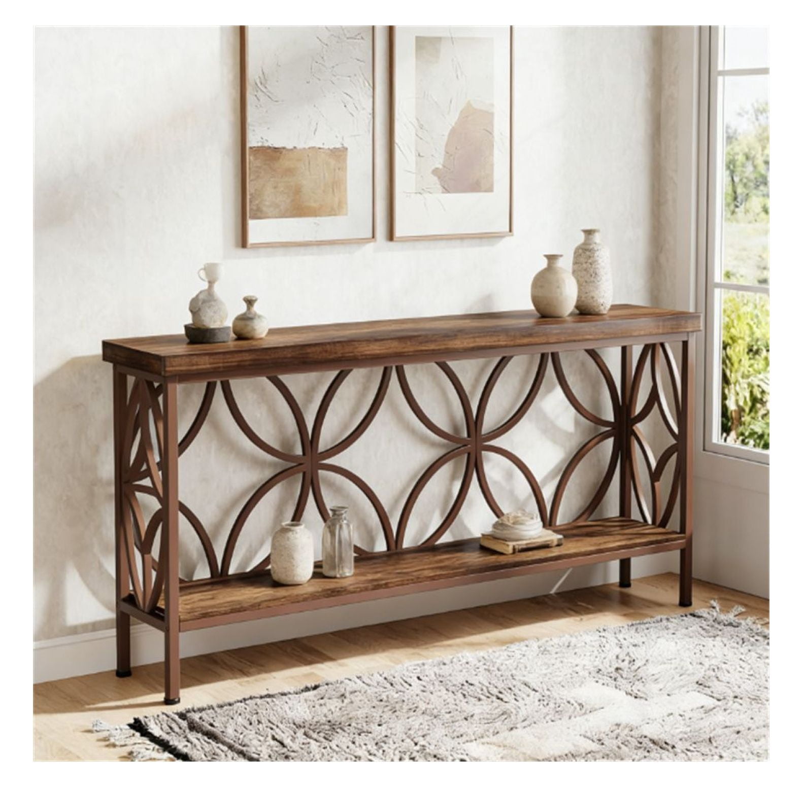 Sofa Table with Storage, 70.9'' Console Table, Industrial Entrance ...