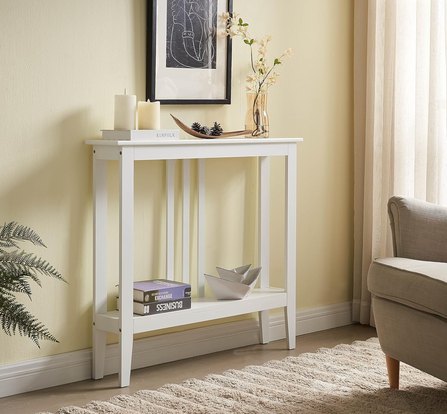 Sofa Tables - Entryway Console Table - Simple Assembly - Wood Construction - Shelves for Living ...