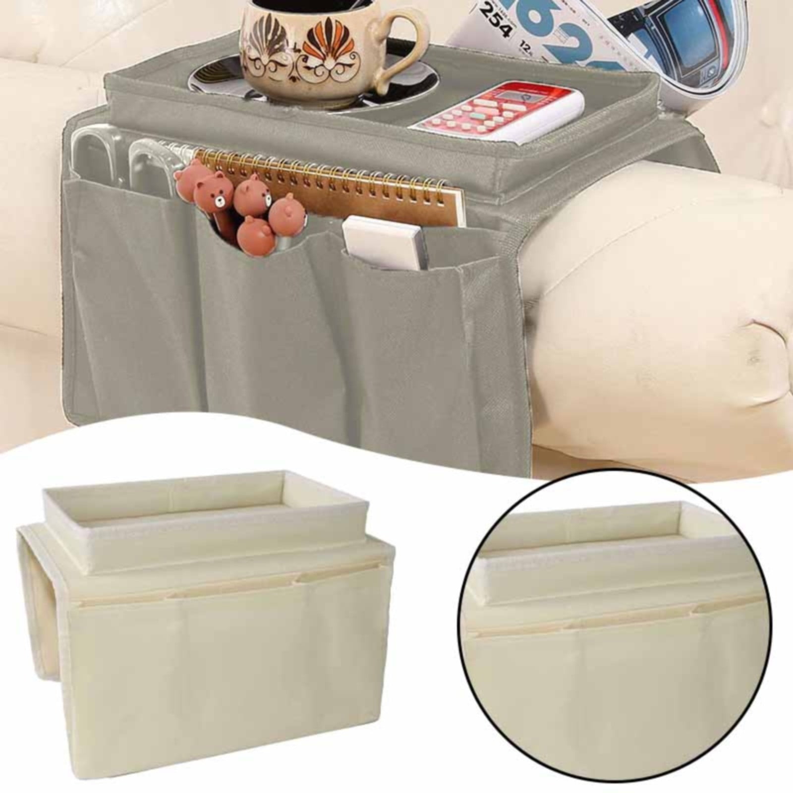 Sofa Tray Table Clip on Side Table, Foldable Sofa Arm Table Detachable ...