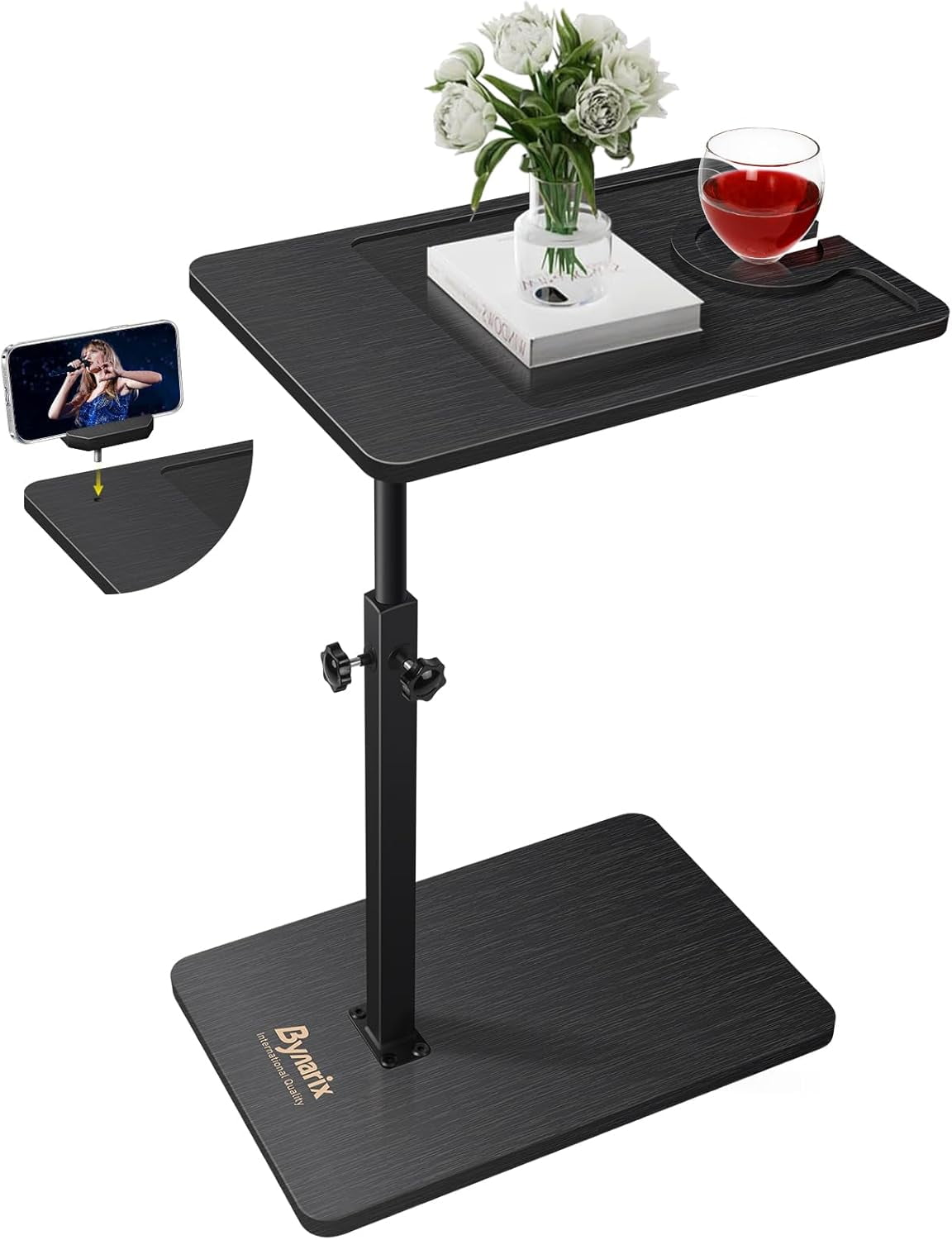 Sofa Tray Table for Couch, Small C Shaped End Table, Swivel Couch Side ...