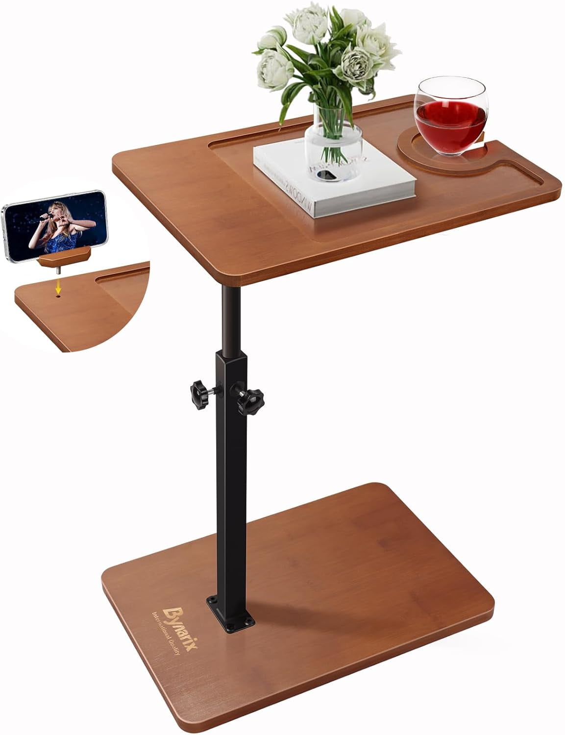 Sofa Tray Table for Couch, Small C Shaped End Table, Swivel Couch Side ...