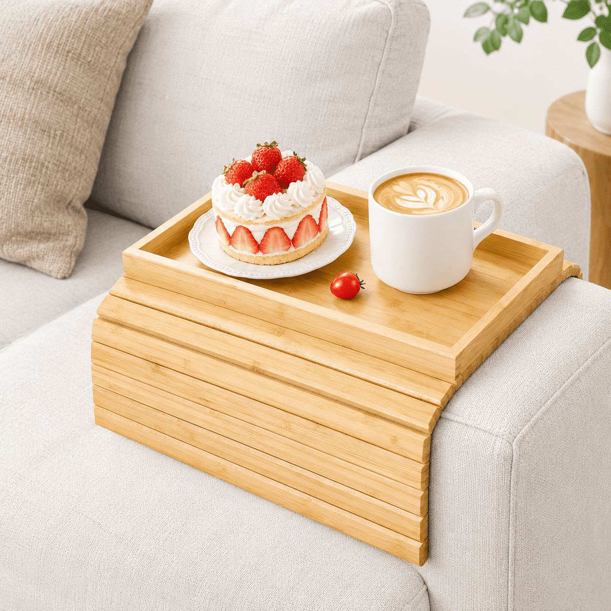 Sofa Tray Table For Couch Arm Armrest Anti-slip Clip On Foldable Cup ...