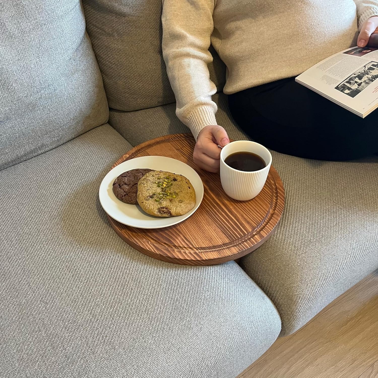 Sofa Tray – Wooden Foldable Sofa Tray Table For Seat Cushion, Perfect ...