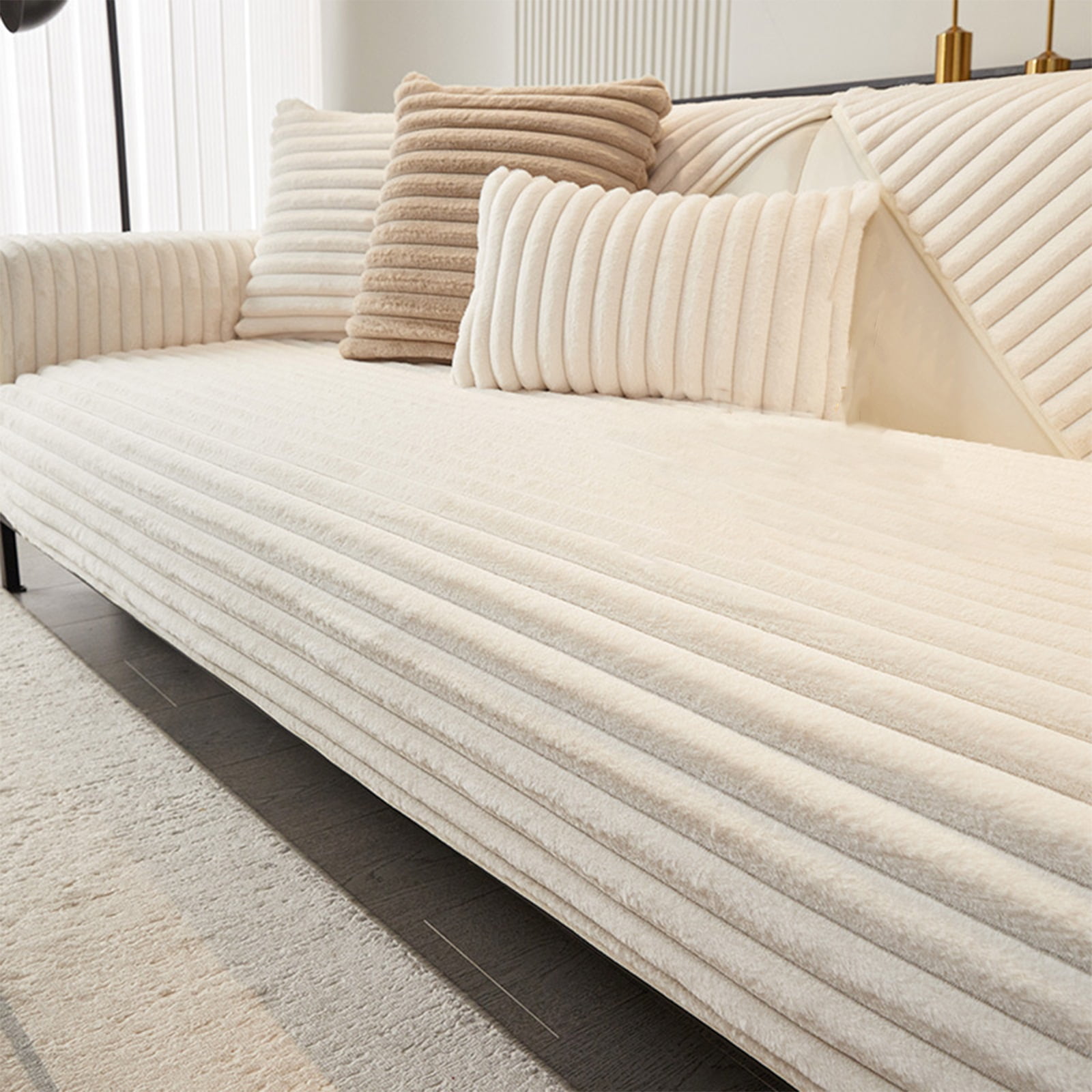 Sofa cover, plush couch cover, sofa protector, non-slip sofa pad, sofa ...