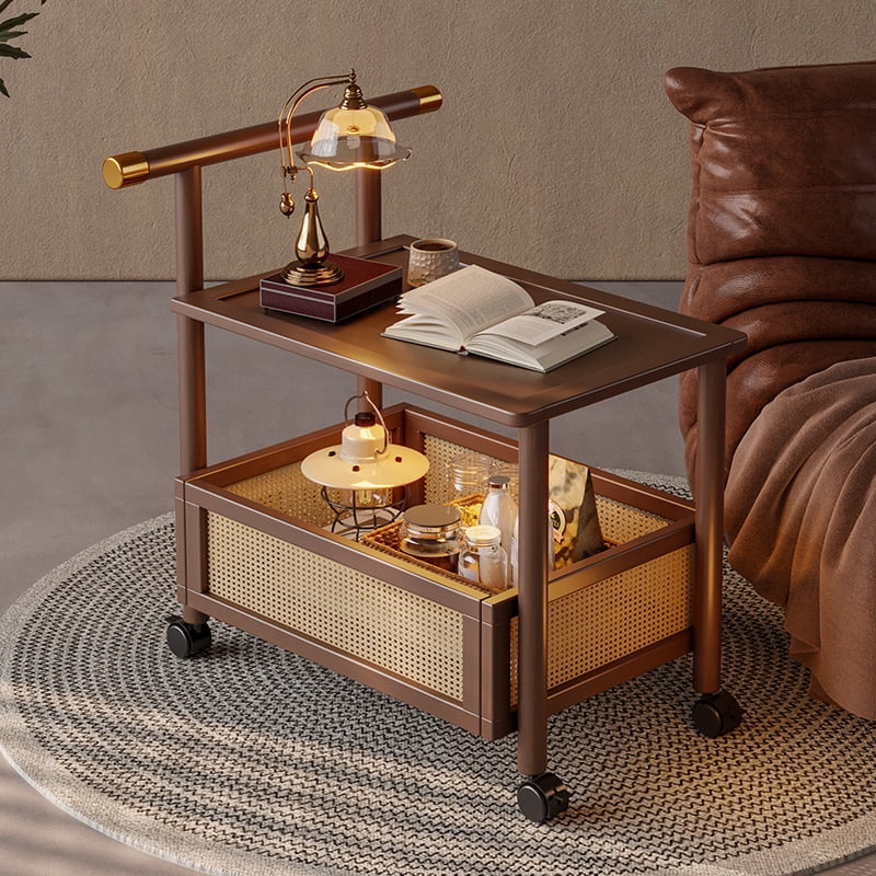 Sofa side table movable living room antique style snack trolley bedside ...