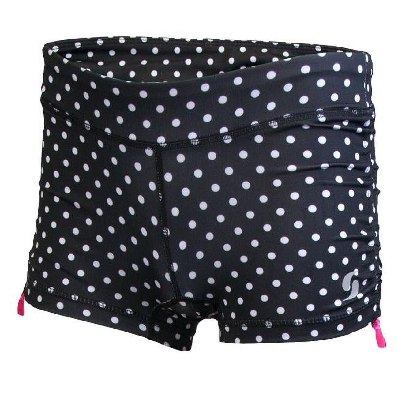 Soffe 1118G0CSLRG Girls Side Ruched Short, Black White Dot - Large ...