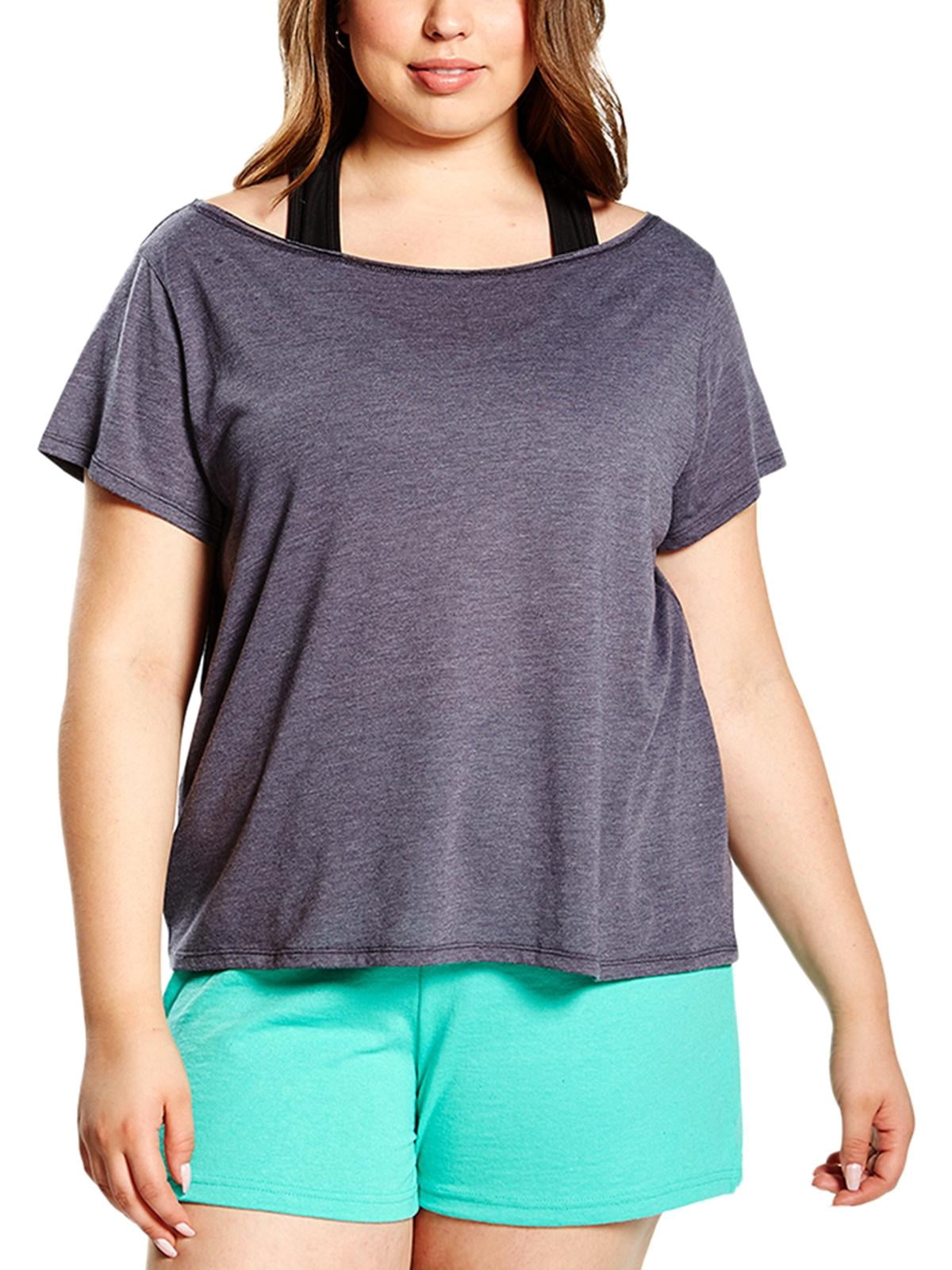 Soffe Womens Plus Dance Fitness Running T-Shirt Gray 2X - Walmart.com