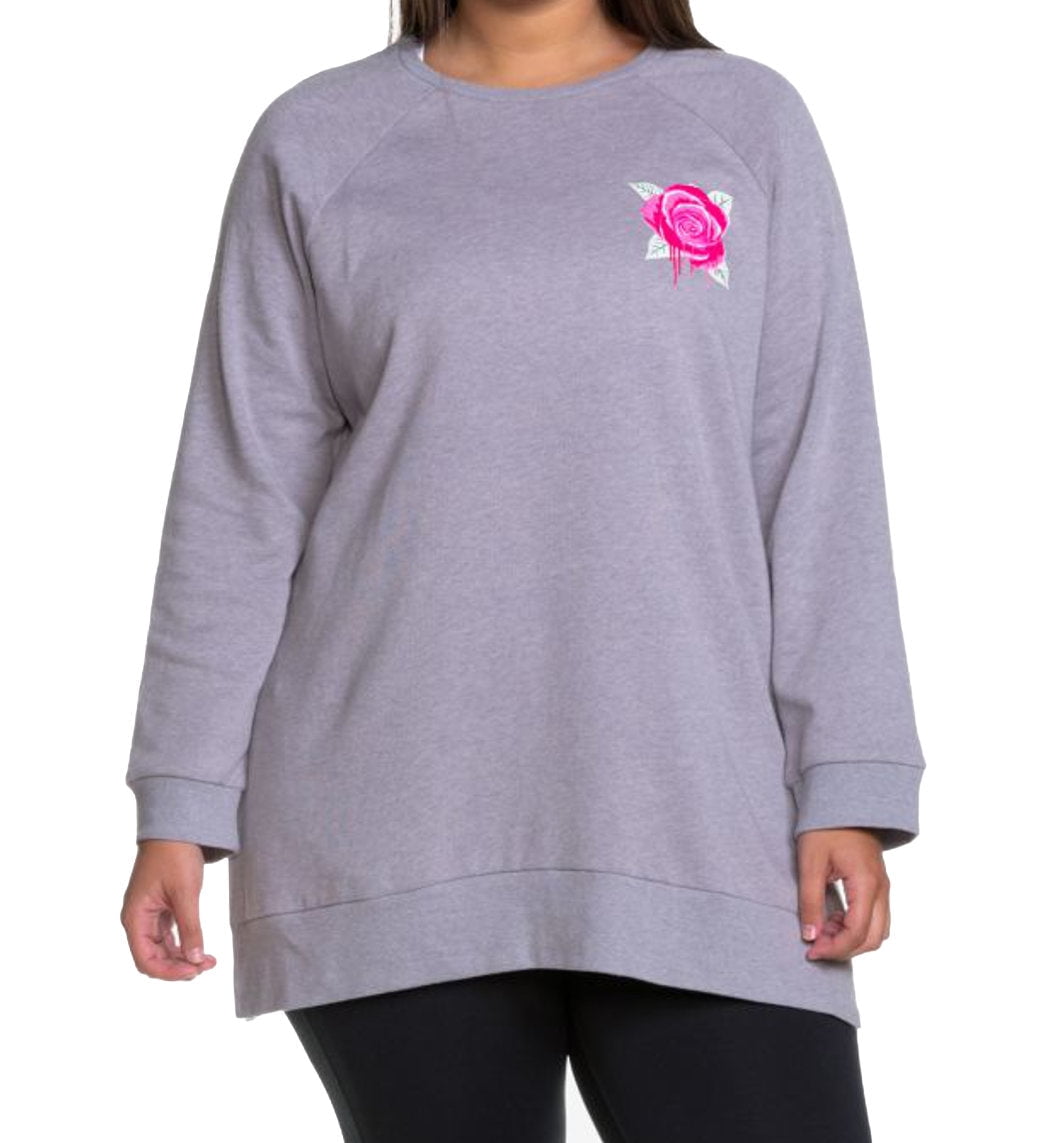 Soffe Womens Curves Plus Size Oversized Sweatshirt,Washed Grey,1X ...